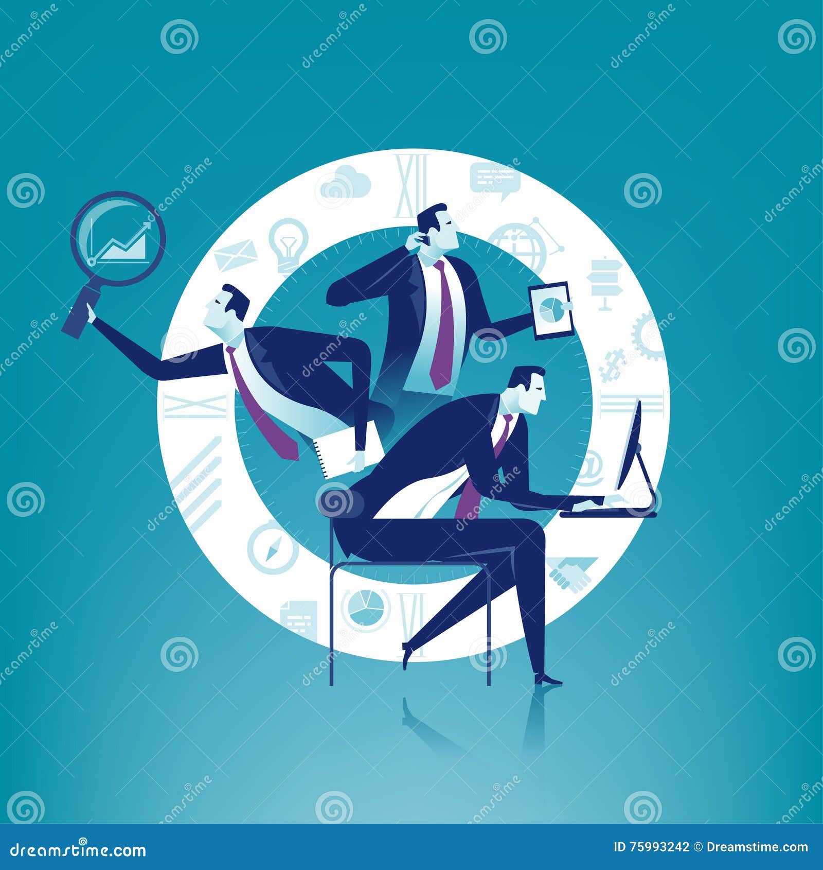 Multitasking stock vector. Illustration of hurry, action - 75993242