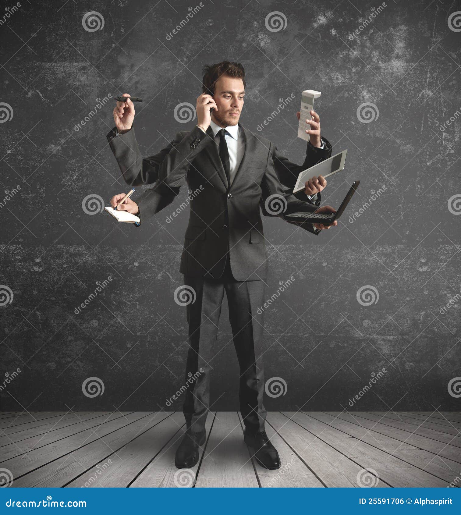 Multitasking businessman stock photo. Image of fast, email - 25591706