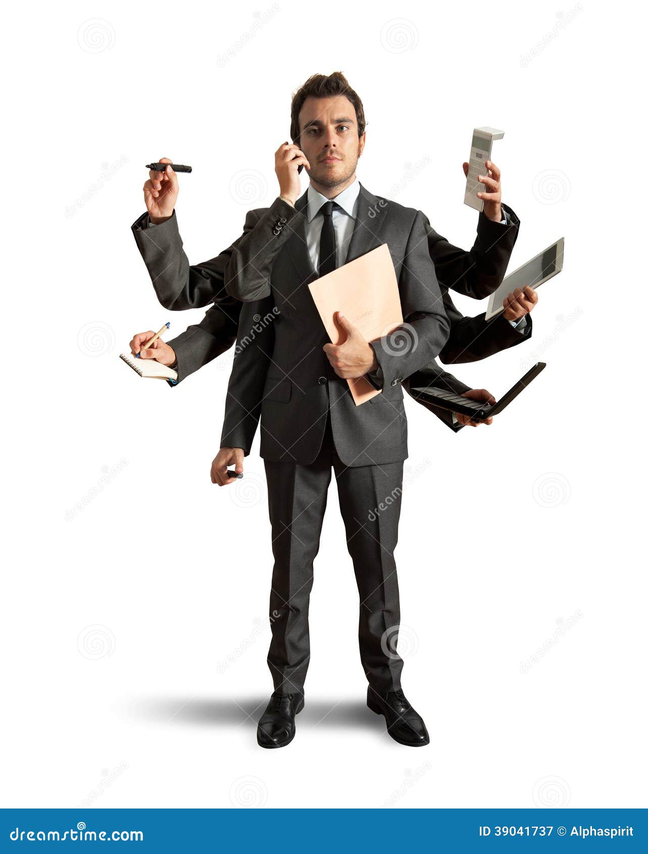 Multitasking businessman stock image. Image of tablet - 39041737