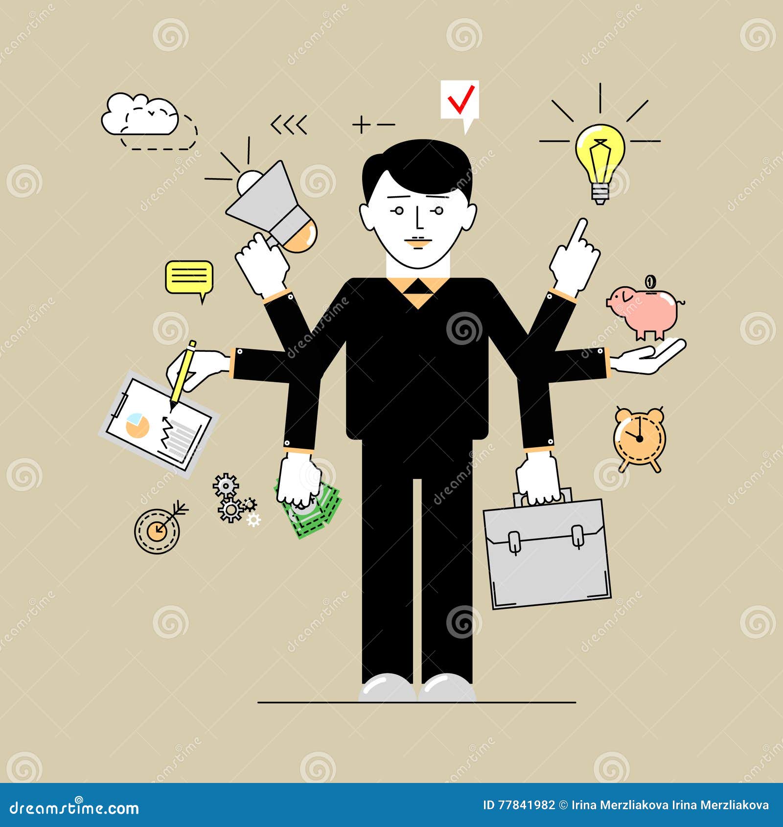 Multitasking. Businessman Time To Do Many Things at Once Stock ...
