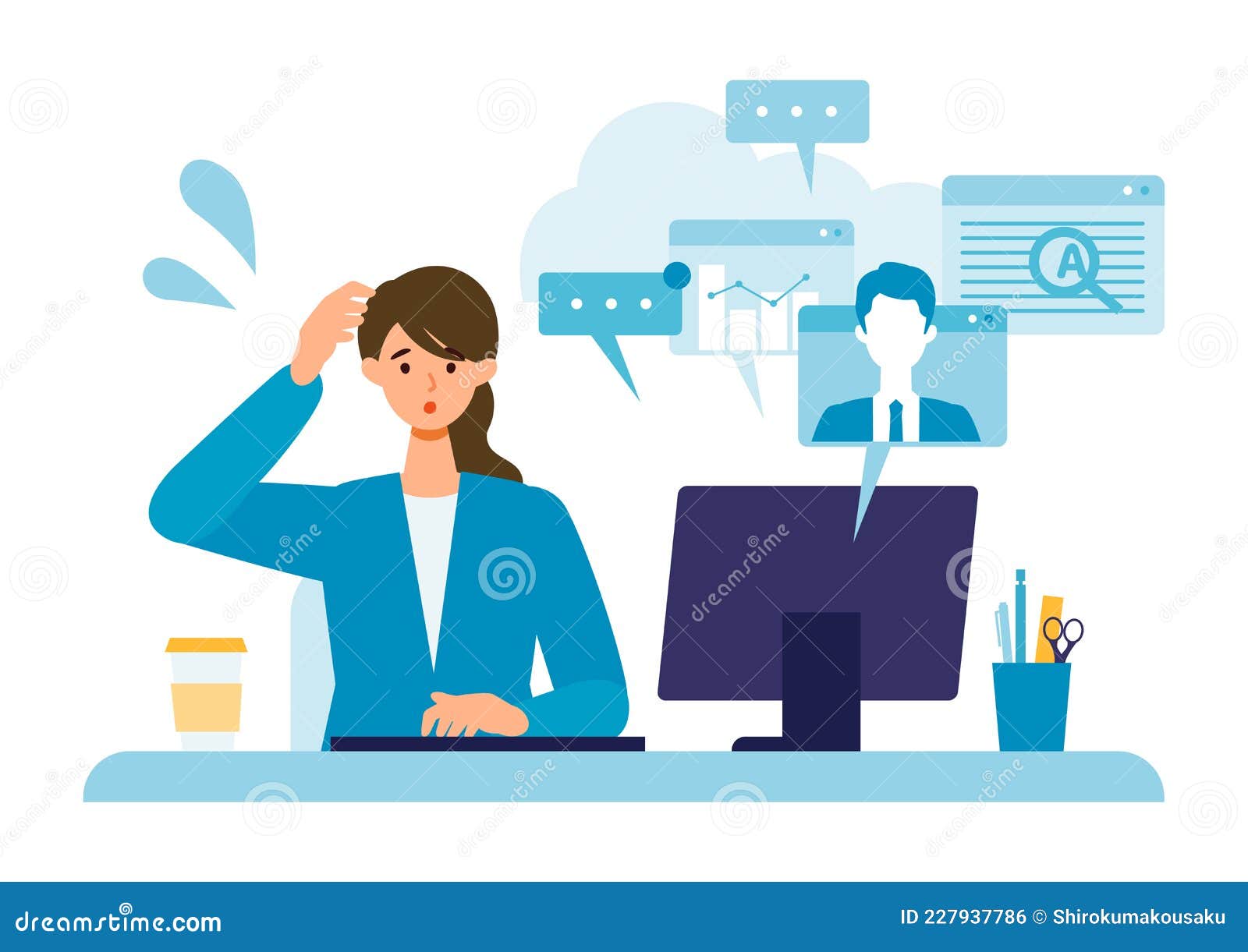 Multitasking Businesswoman Cute Young Professional Effective Office ...