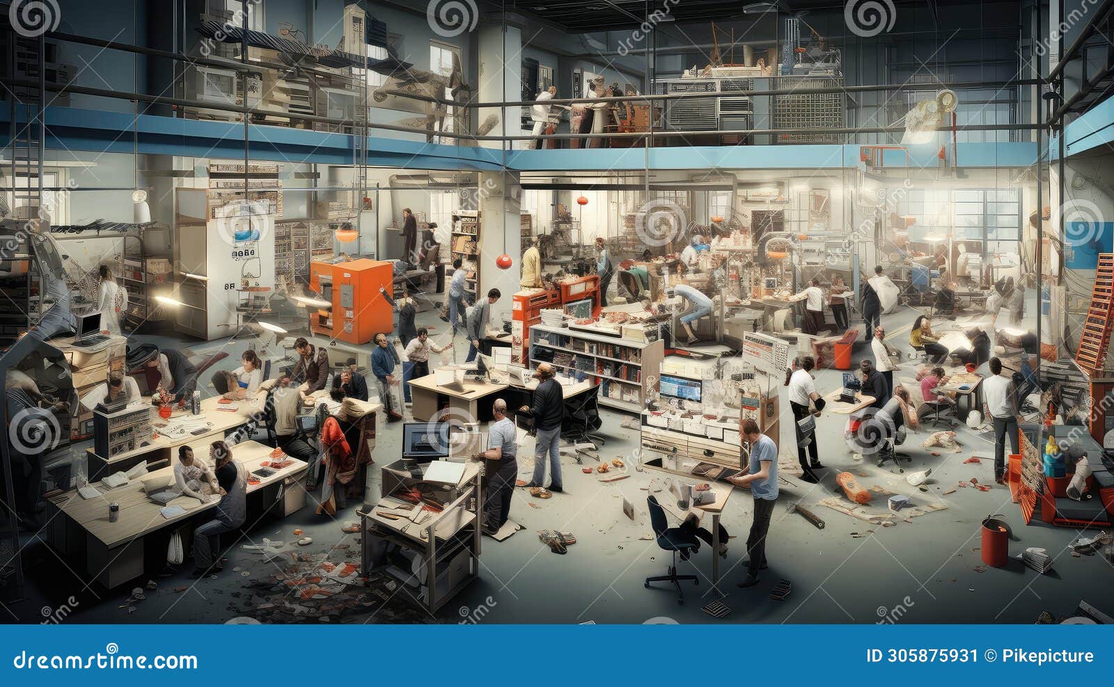 Multitasking busy workers stock illustration. Illustration of ...