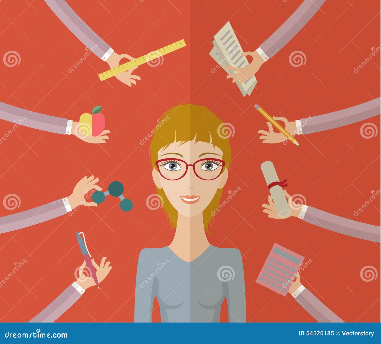 Multitasking Character, Student Stock Vector - Illustration of hands ...
