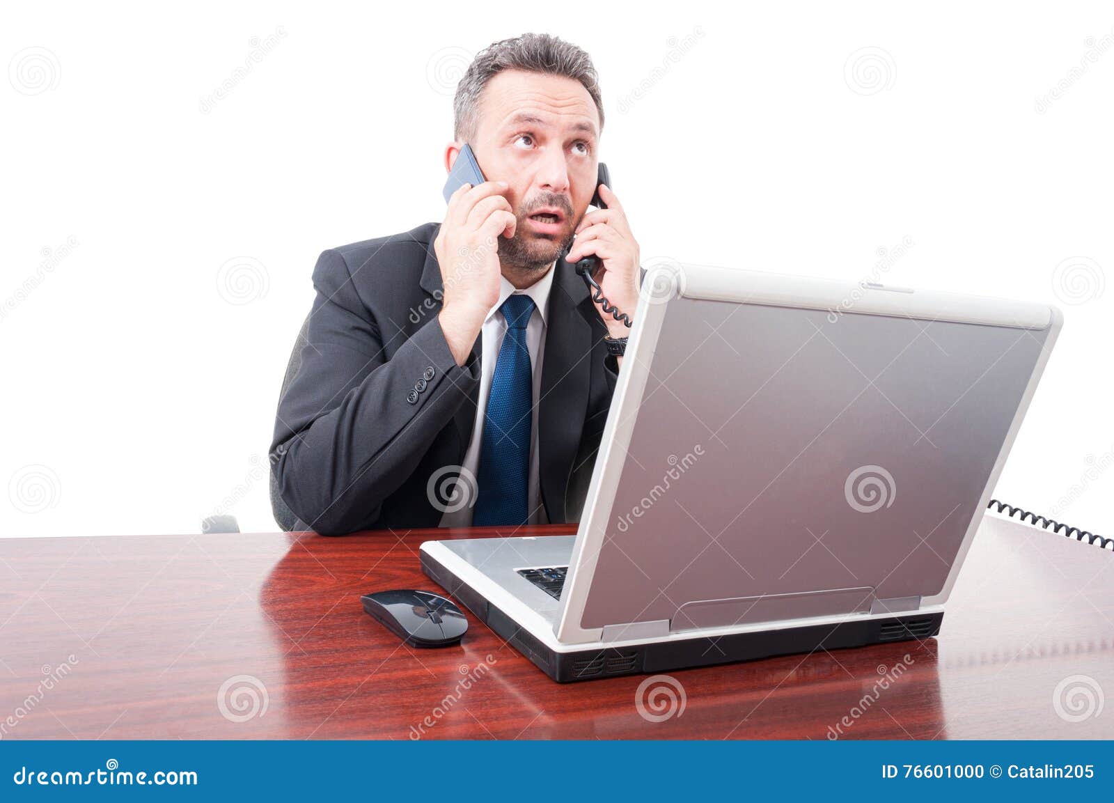 Multitasking Concept with Businessman on Telephone Stock Photo - Image ...