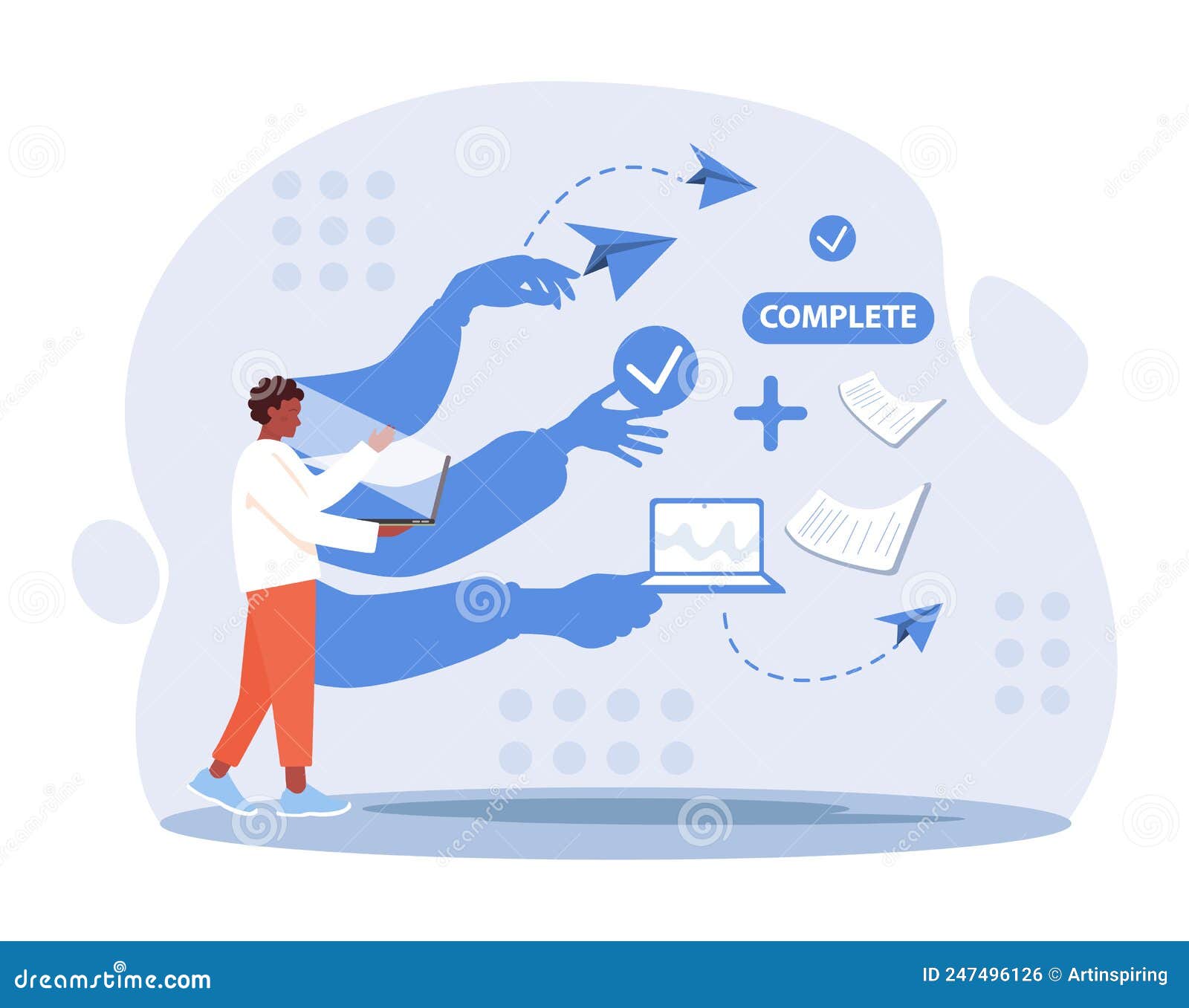 Multitasking Concept. Effective and Successful Office Worker Stock ...