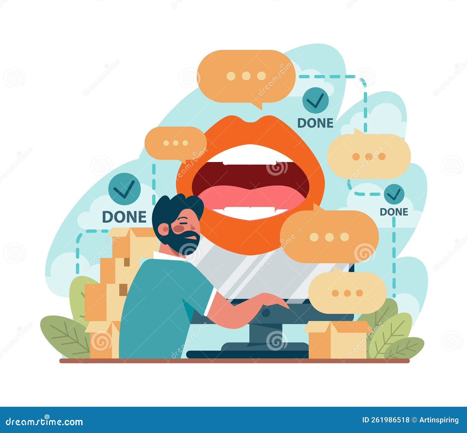 Multitasking Concept. Effective and Successful Office Worker Doing Many ...