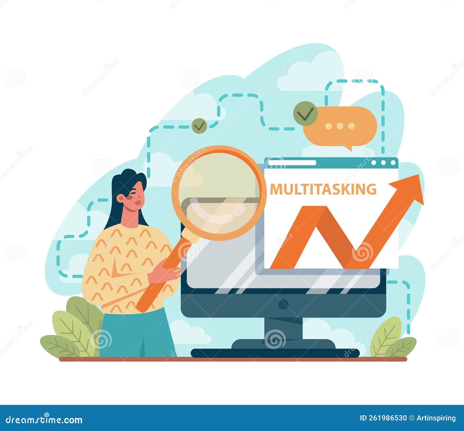 Multitasking Concept. Effective and Successful Office Worker Doing Many ...