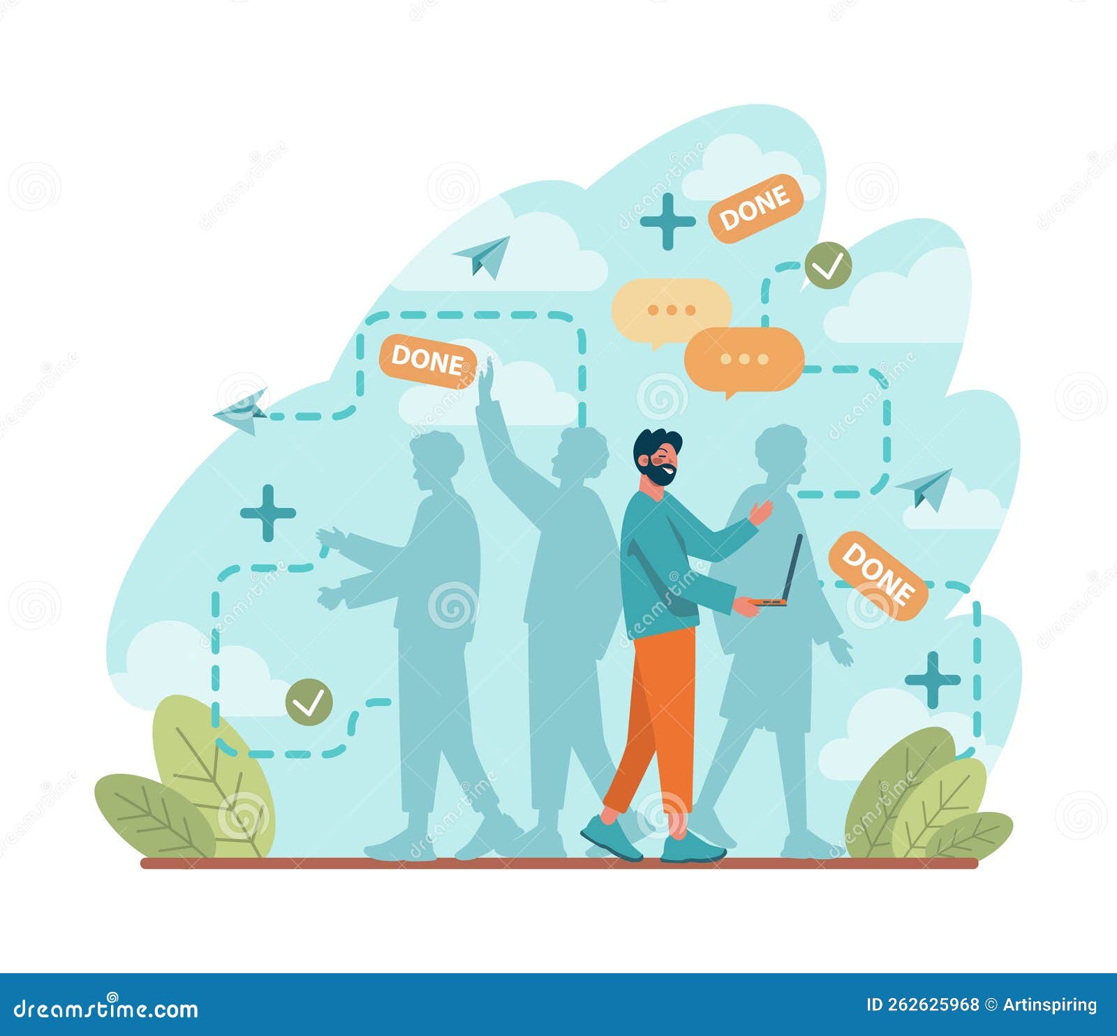 Multitasking Concept. Effective and Successful Office Worker Doing Many ...