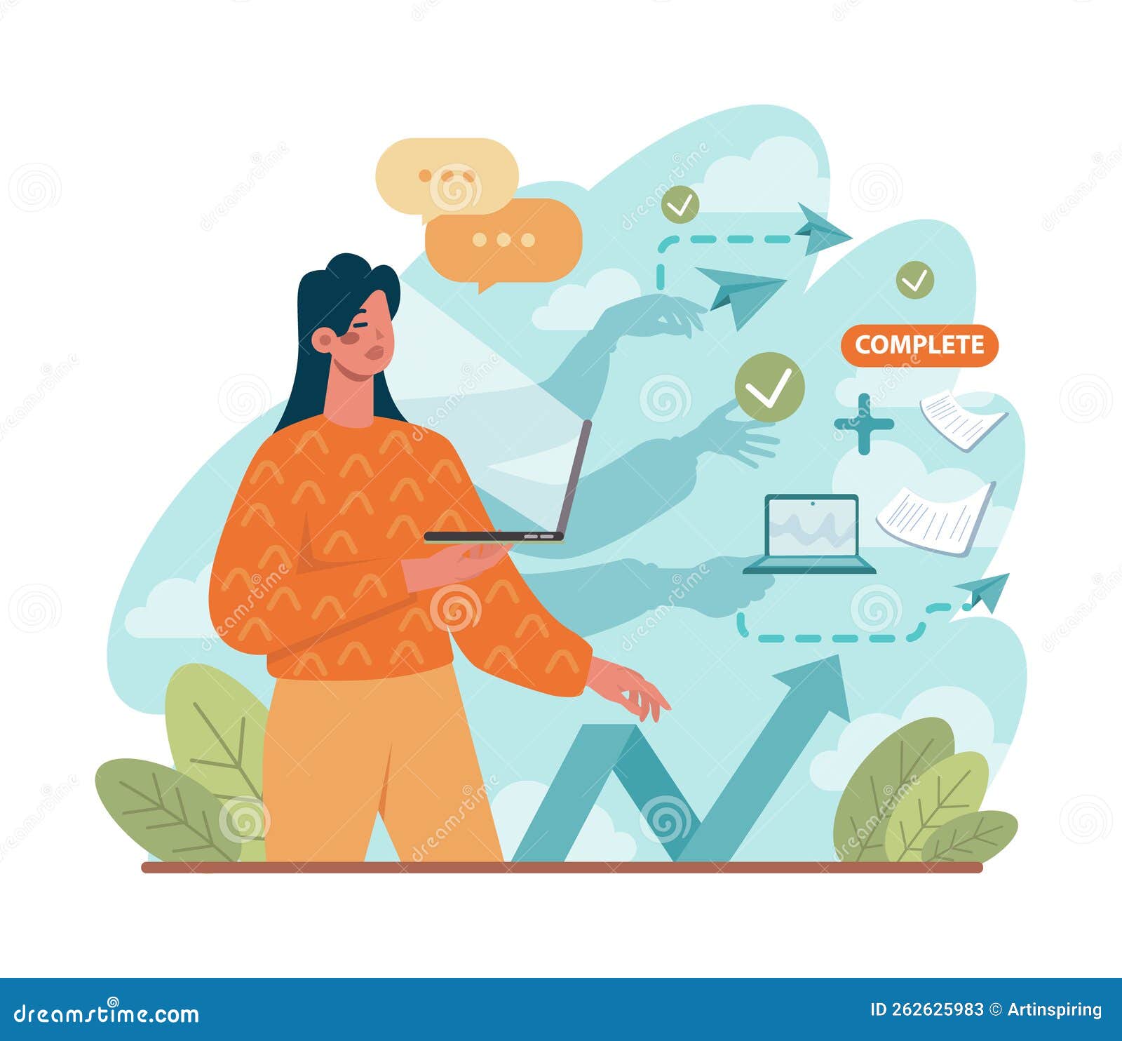 Multitasking Concept. Effective and Successful Office Worker Doing Many ...