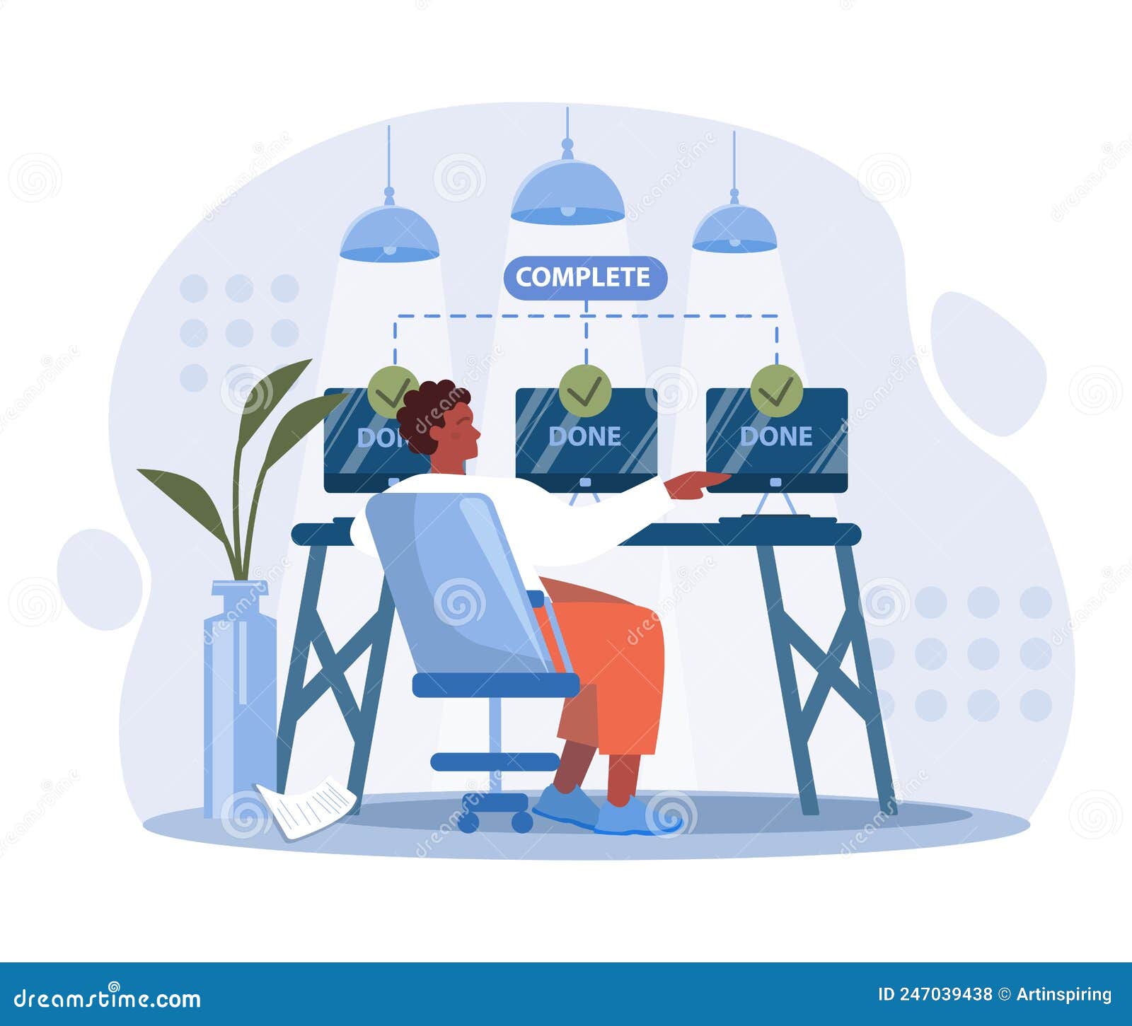 Multitasking Concept. Effective and Successful Office Worker Stock ...