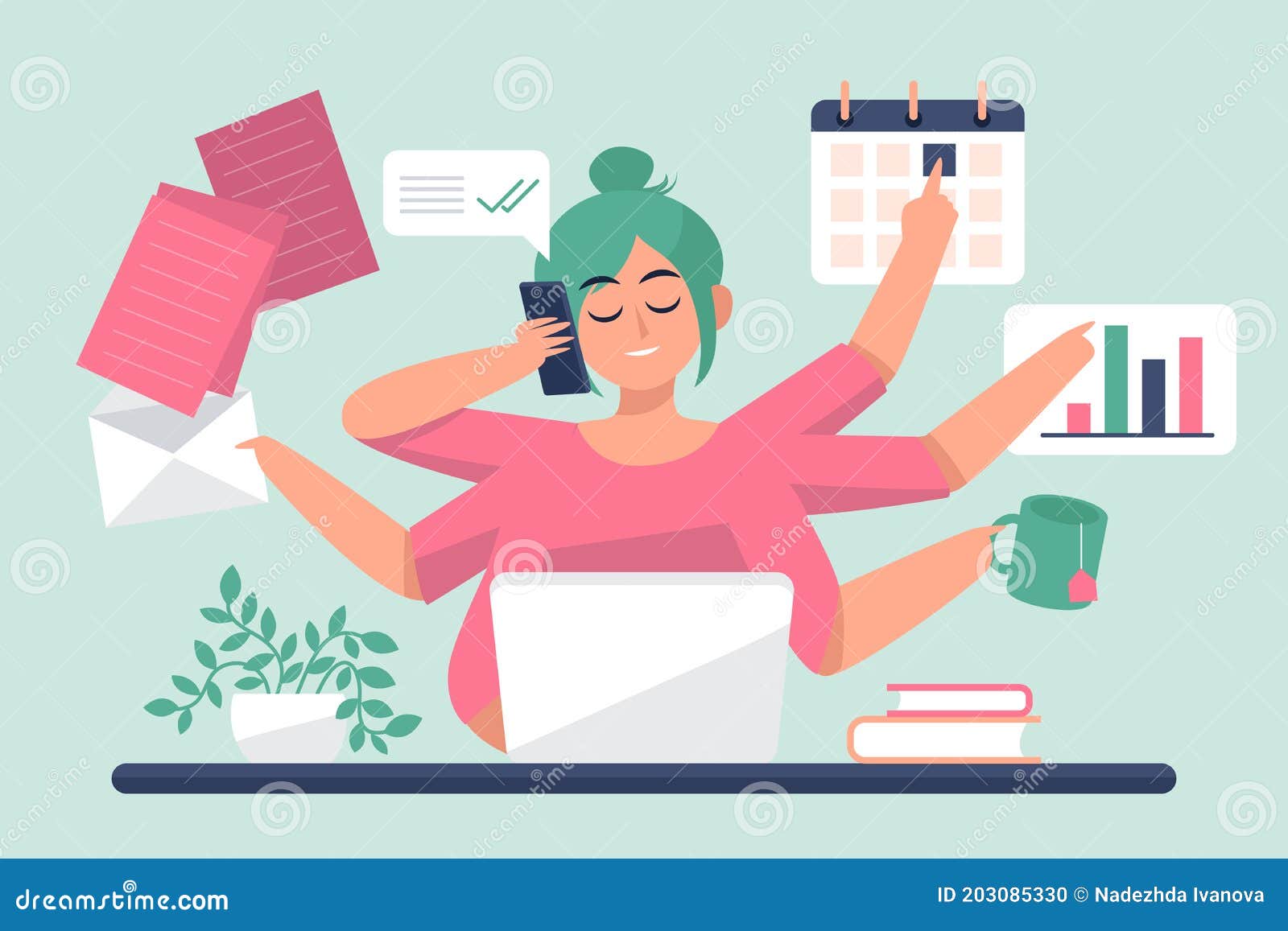 Multitasking Concept Illustration Vector Illustration Stock ...