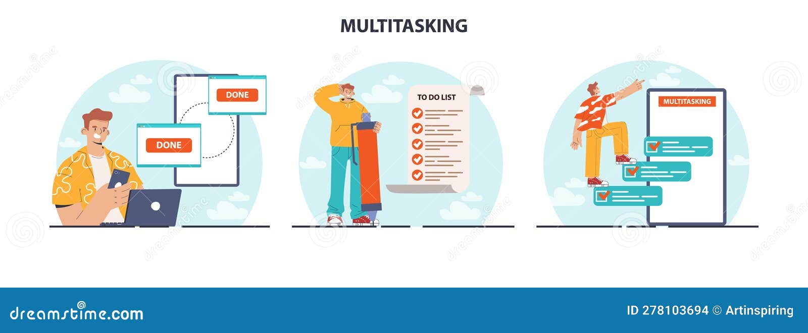 Multitasking Concept Set. Effective and Competent Office Worker ...