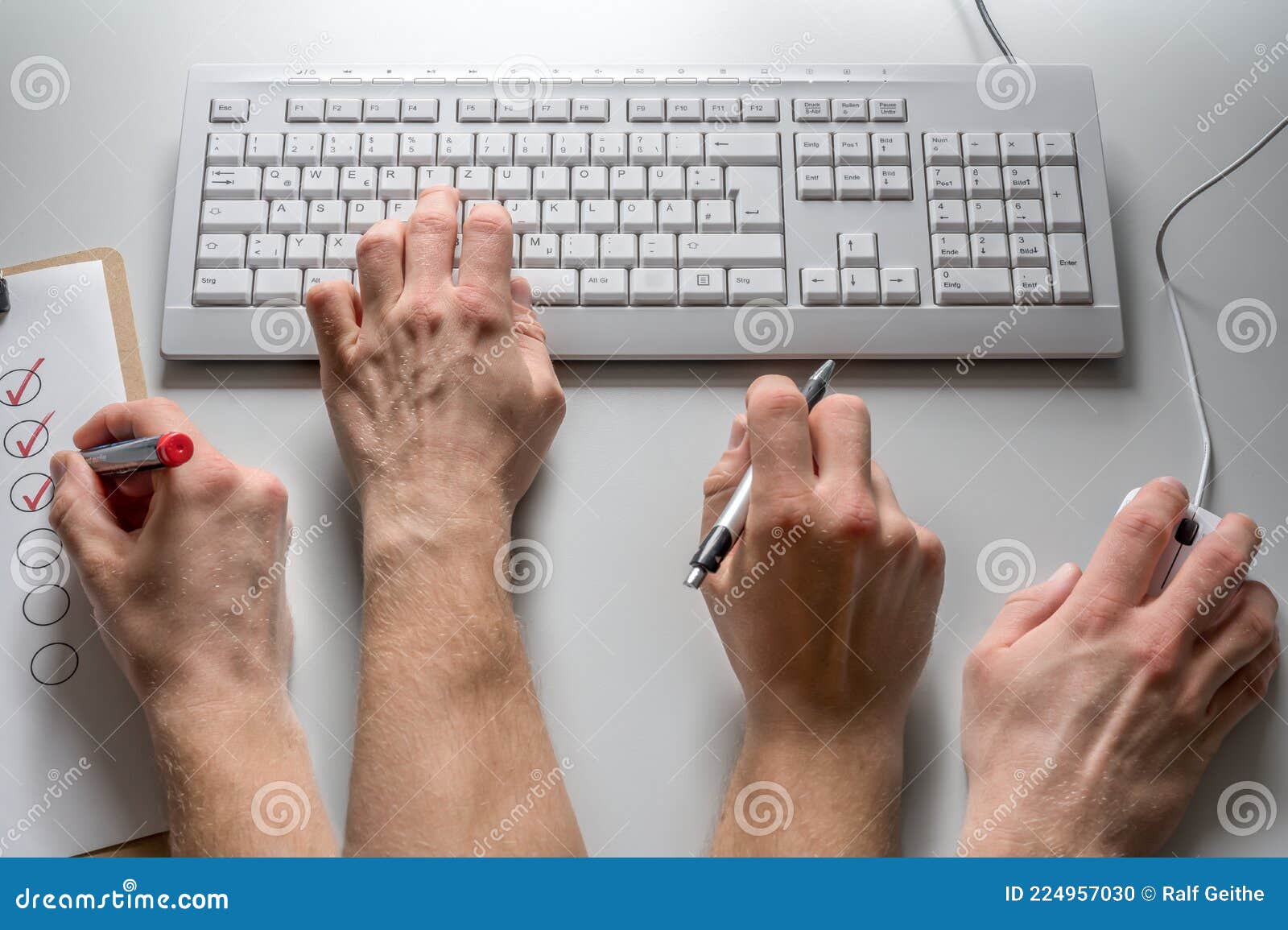 Multitasking at the Desk To Increase Productivity Stock Photo - Image ...