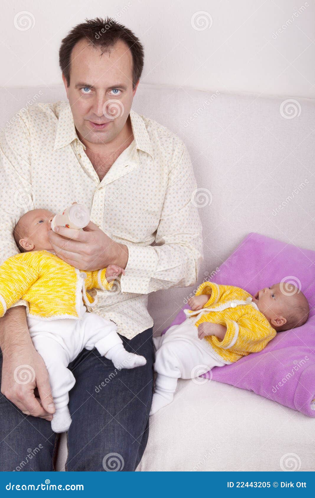 Multitasking- Father at Home Stock Image - Image of baby, drink: 22443205
