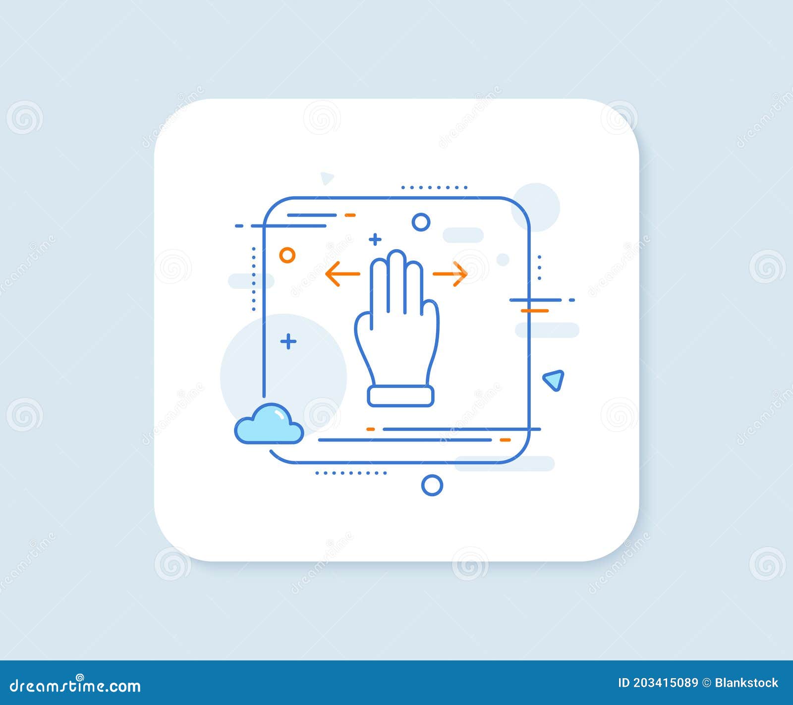 Multitasking Gesture Line Icon. Slide Arrow Sign. Swipe Action. Vector ...