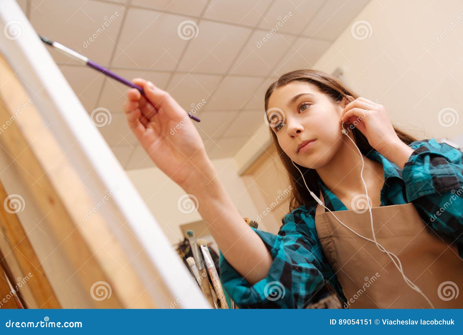 Multitasking Girl Enjoying Art Lesson at School Stock Image - Image of ...
