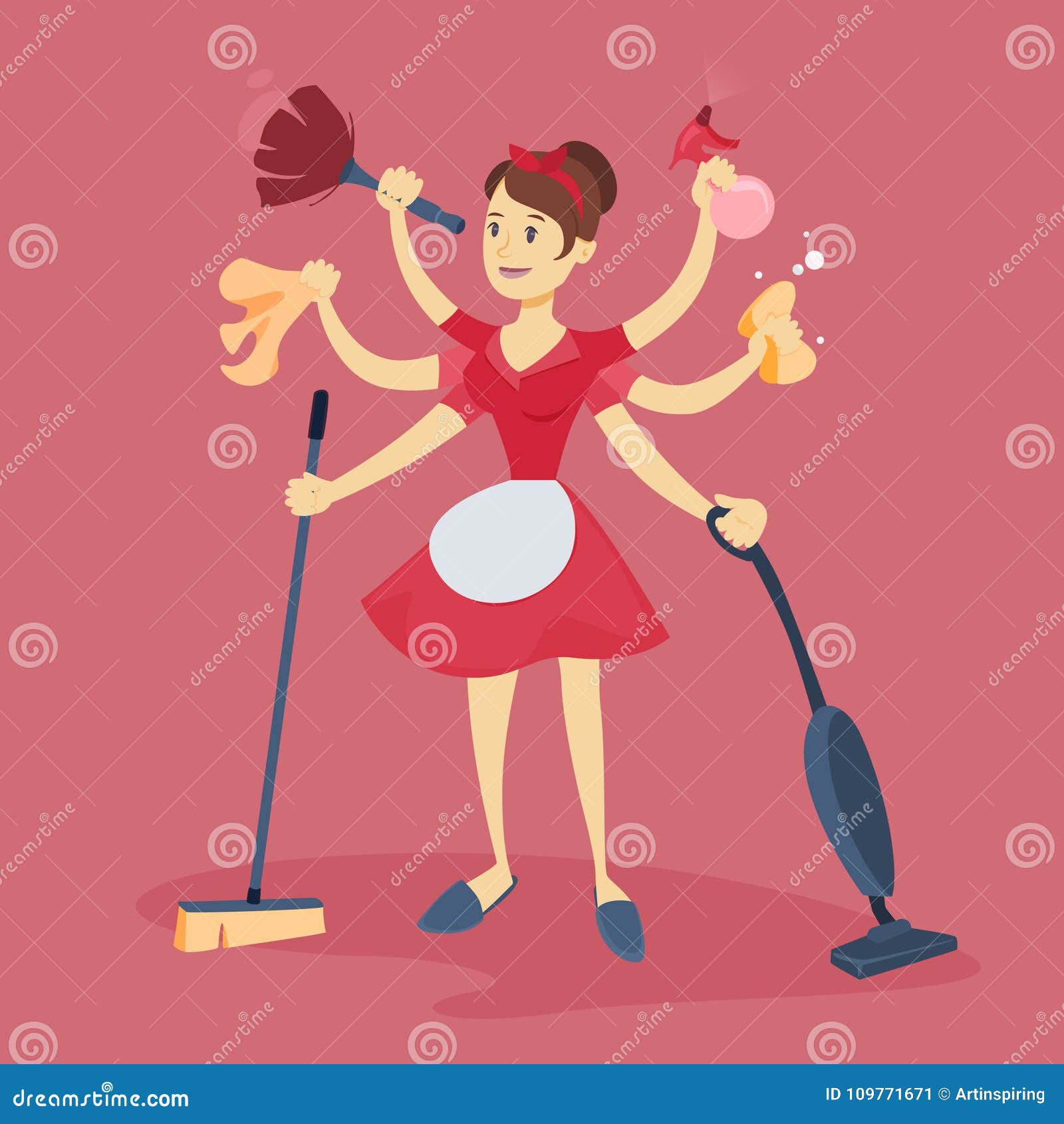 Multitasking housewife. stock vector. Illustration of multitasking ...