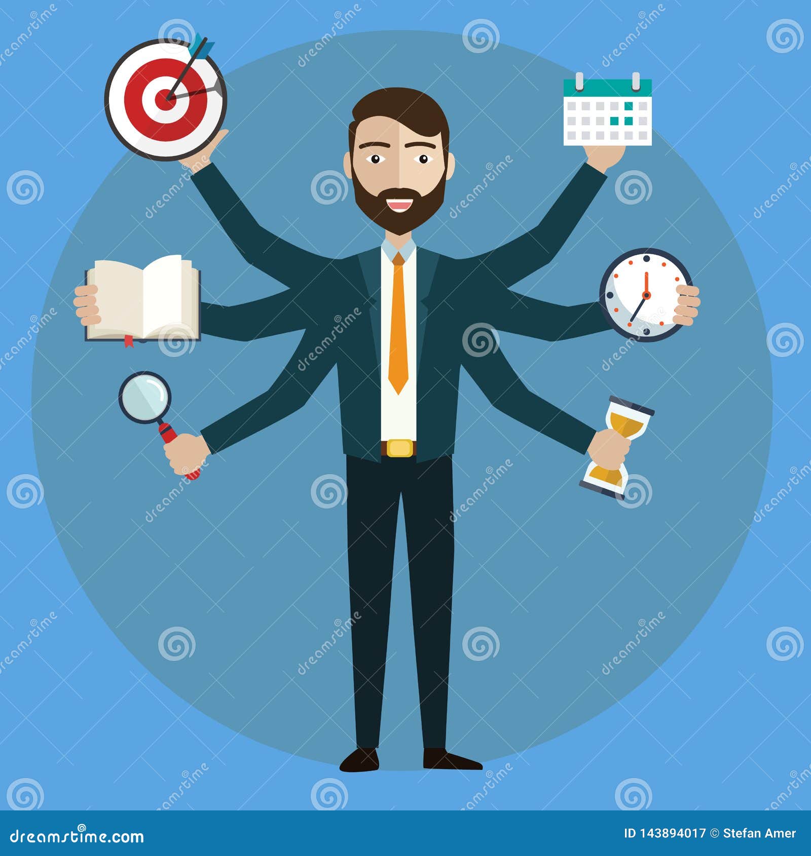 Multitasking. Human Resource and Self Employment - Vector Illustration ...
