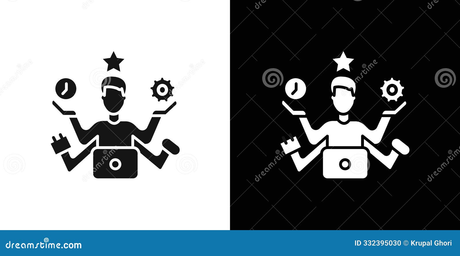 Multitasking Icon Flat Line Symbol Set Stock Vector - Illustration of ...