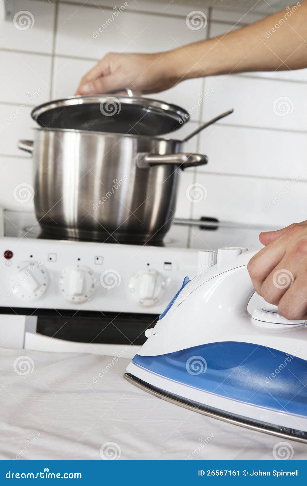 Multitasking in the Kitchen Stock Image - Image of working, physical ...