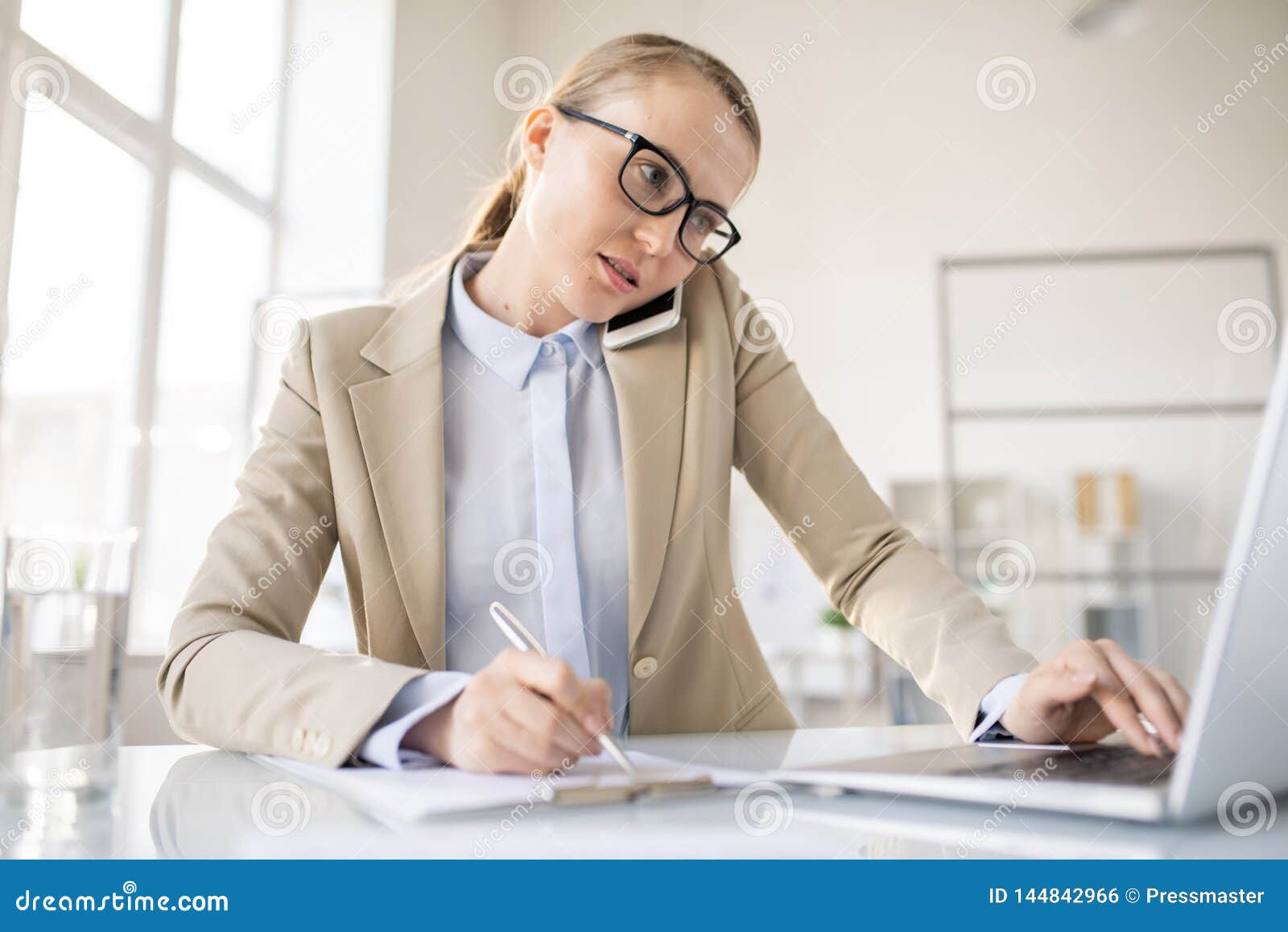 Multitasking Lady Working Hard Stock Photo - Image of businesswoman ...