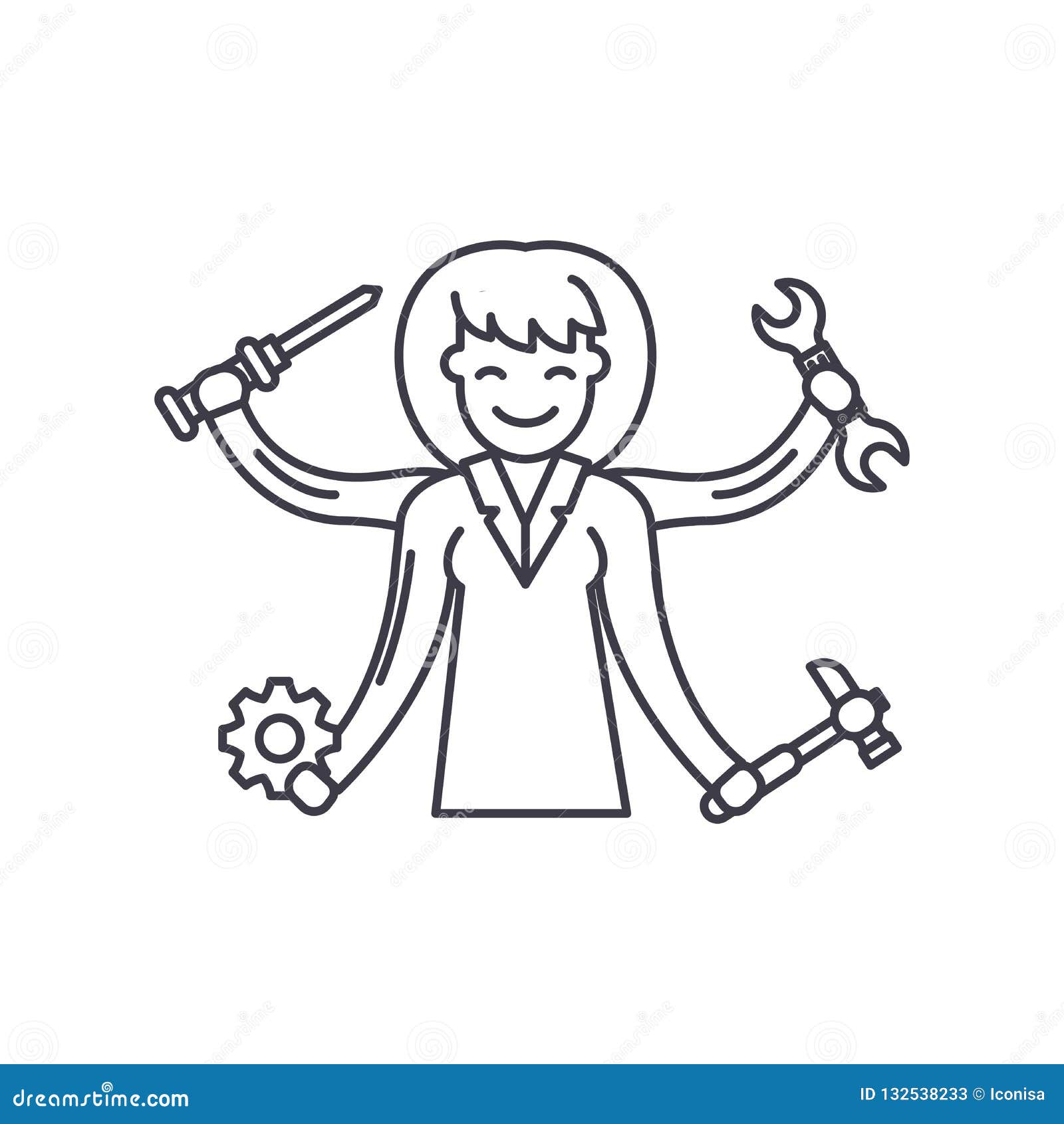 Multitasking Line Icon Concept. Multitasking Vector Linear Illustration ...