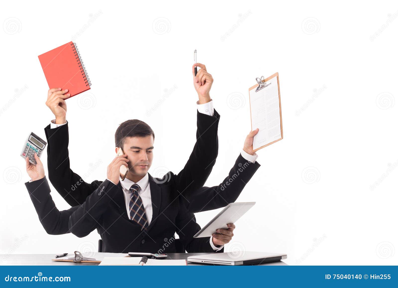 Multitasking Man Busy Business Manager Task Stock Photo - Image of busy ...