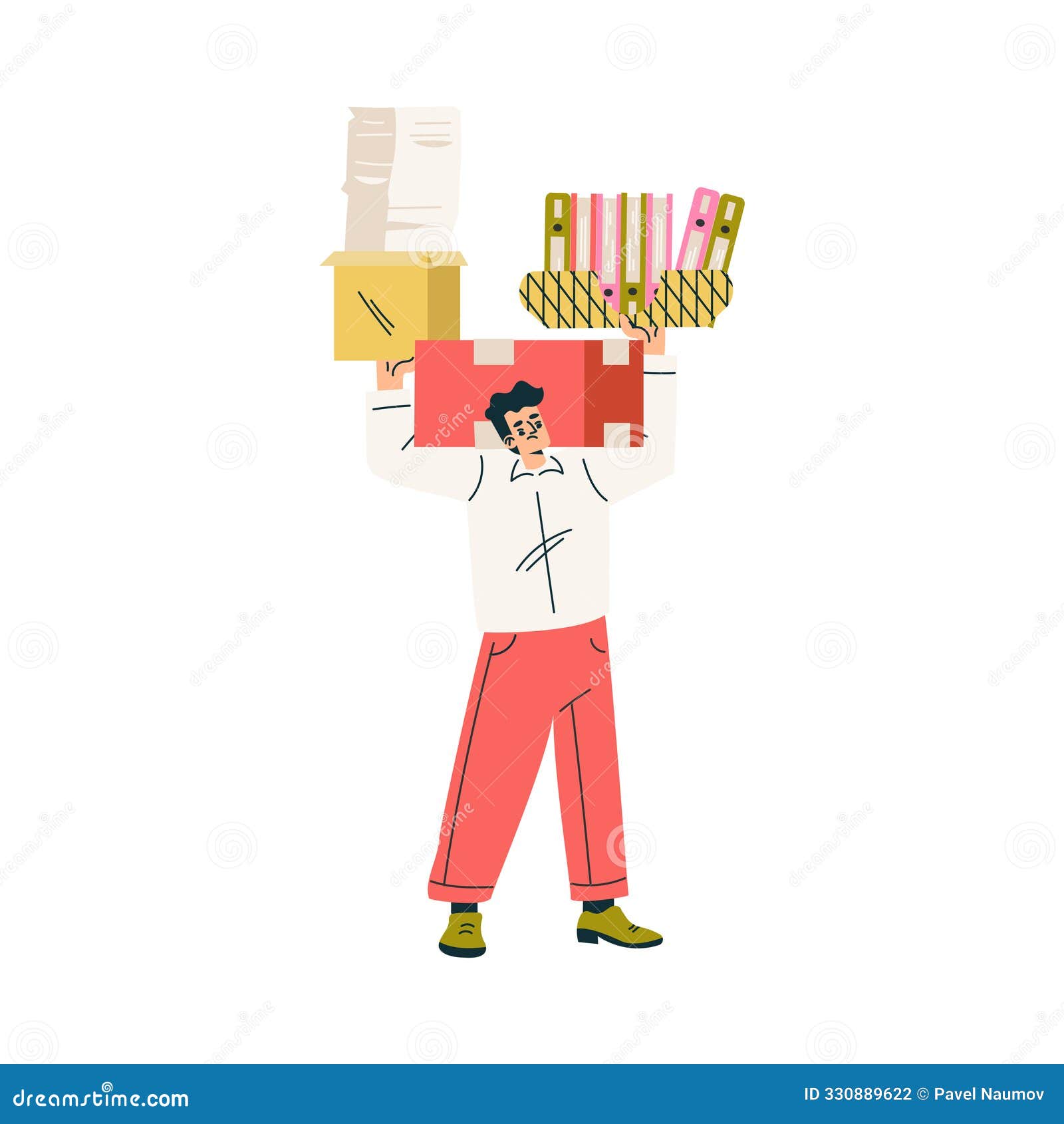 Multitasking Man Character Doing Multiple Task Carry Folder and ...