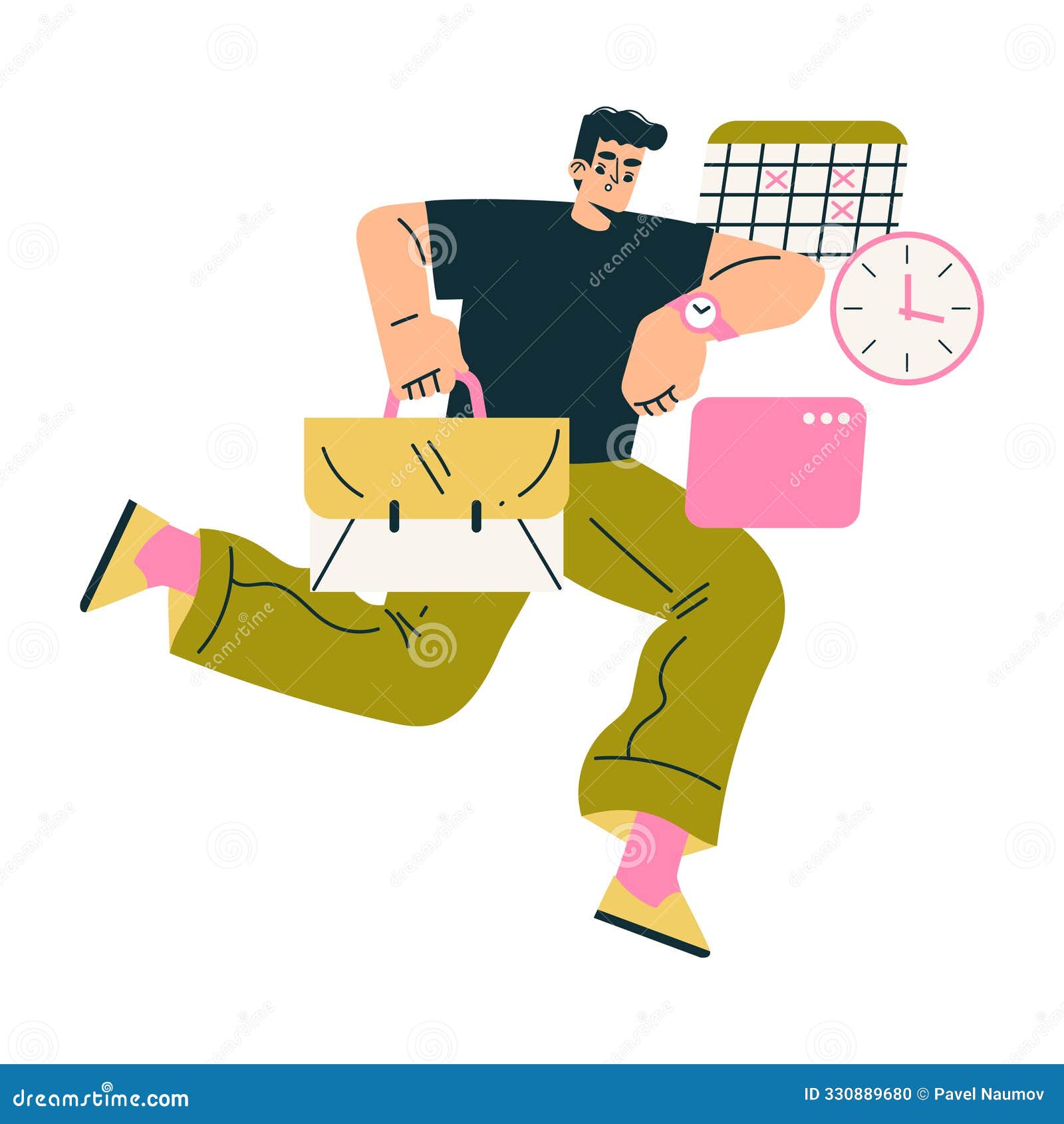 Multitasking Man Character Hurry Up Doing Multiple Task Vector ...
