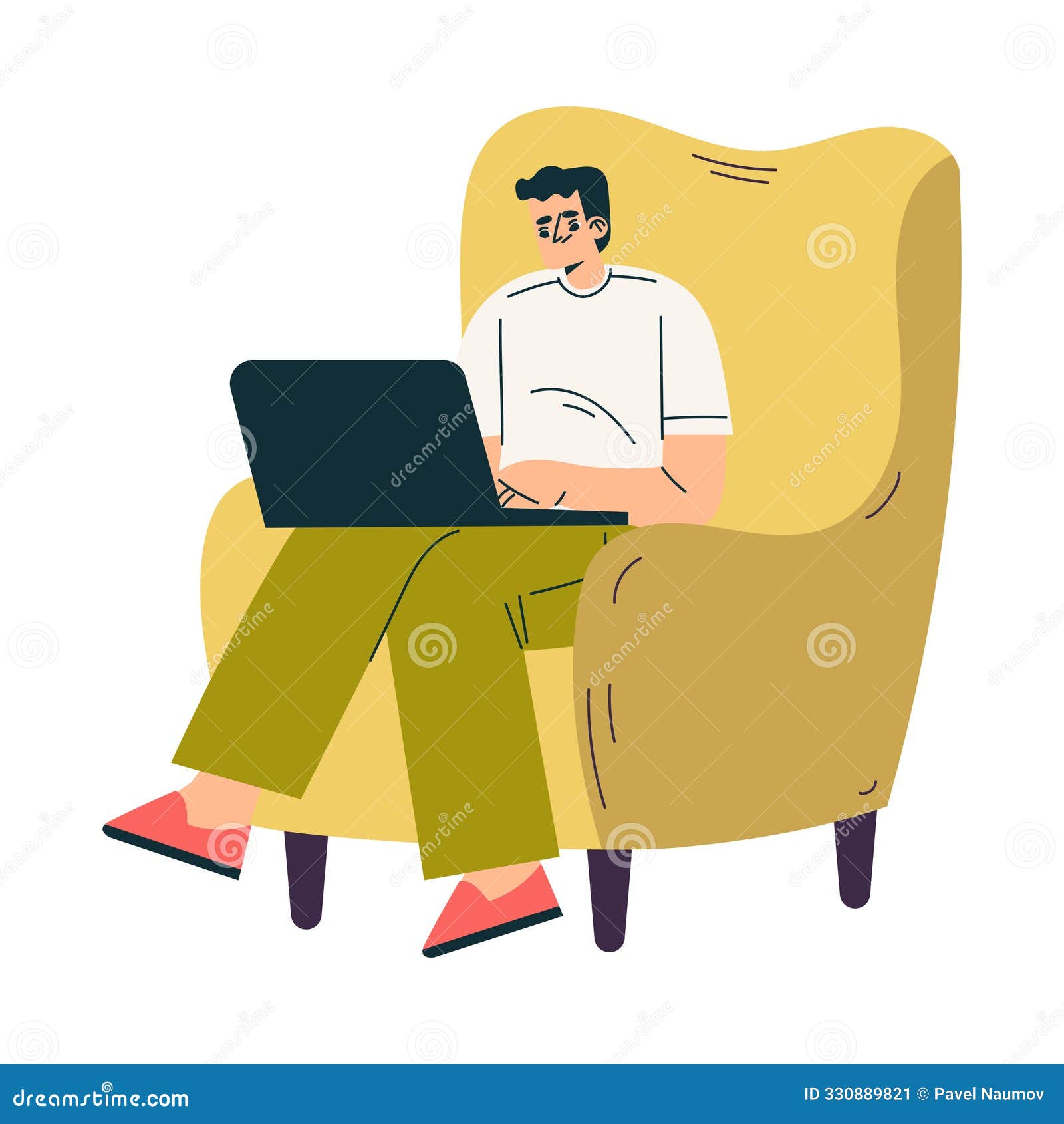 Multitasking Man Character at Laptop Doing Multiple Task Vector ...