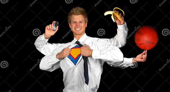 Multitasking Man with Multiple Arms. Stock Image - Image of beautiful ...