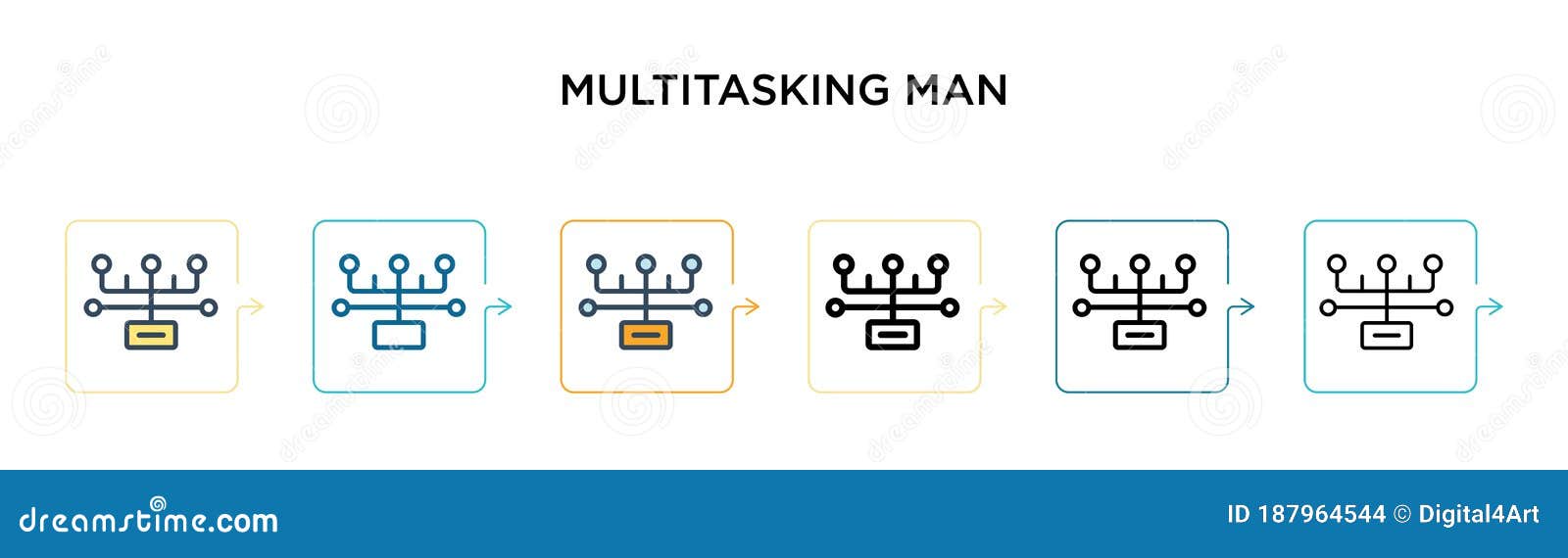 Multitasking Man Vector Icon in 6 Different Modern Styles. Black, Two ...