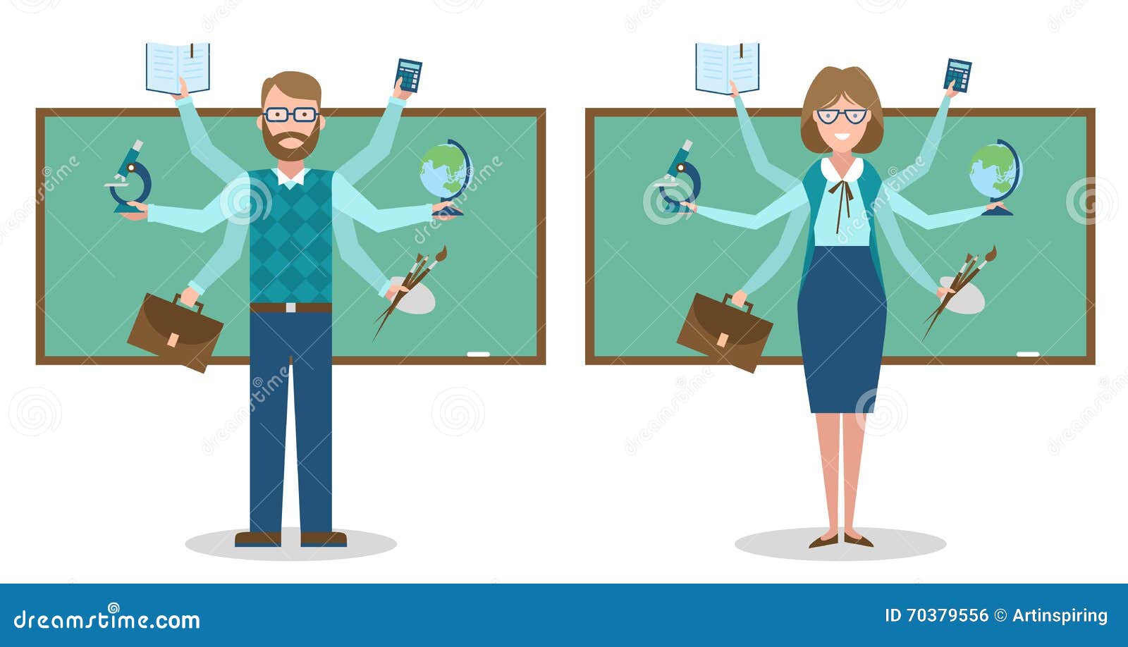 Multitasking Man and Woman. Stock Vector - Illustration of multi ...
