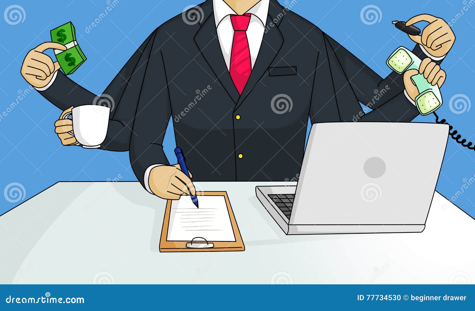 Multitasking man stock illustration. Illustration of holic - 77734530