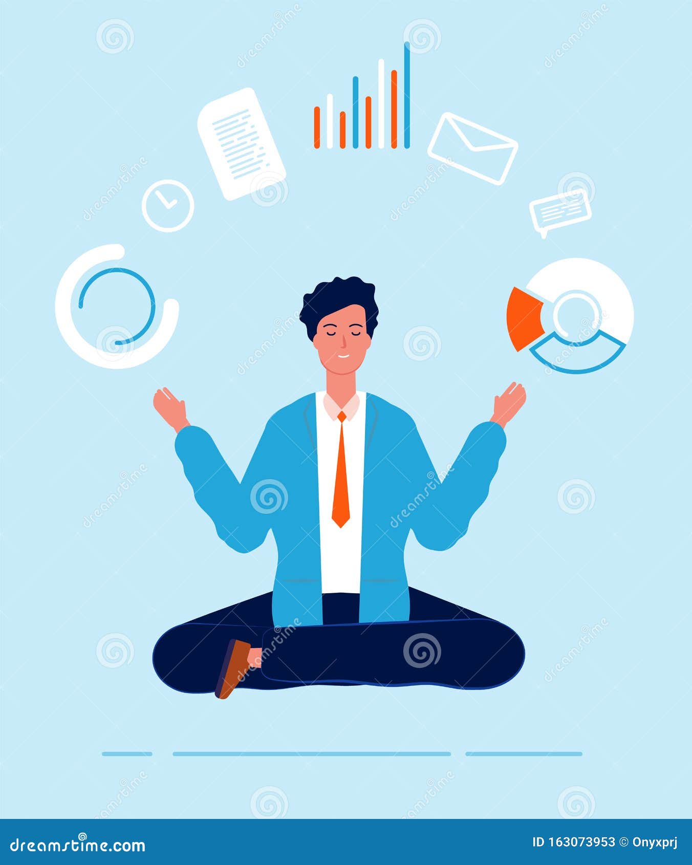 Multitasking Manager. Business Person Lotus Pose Yoga Sitting Making ...