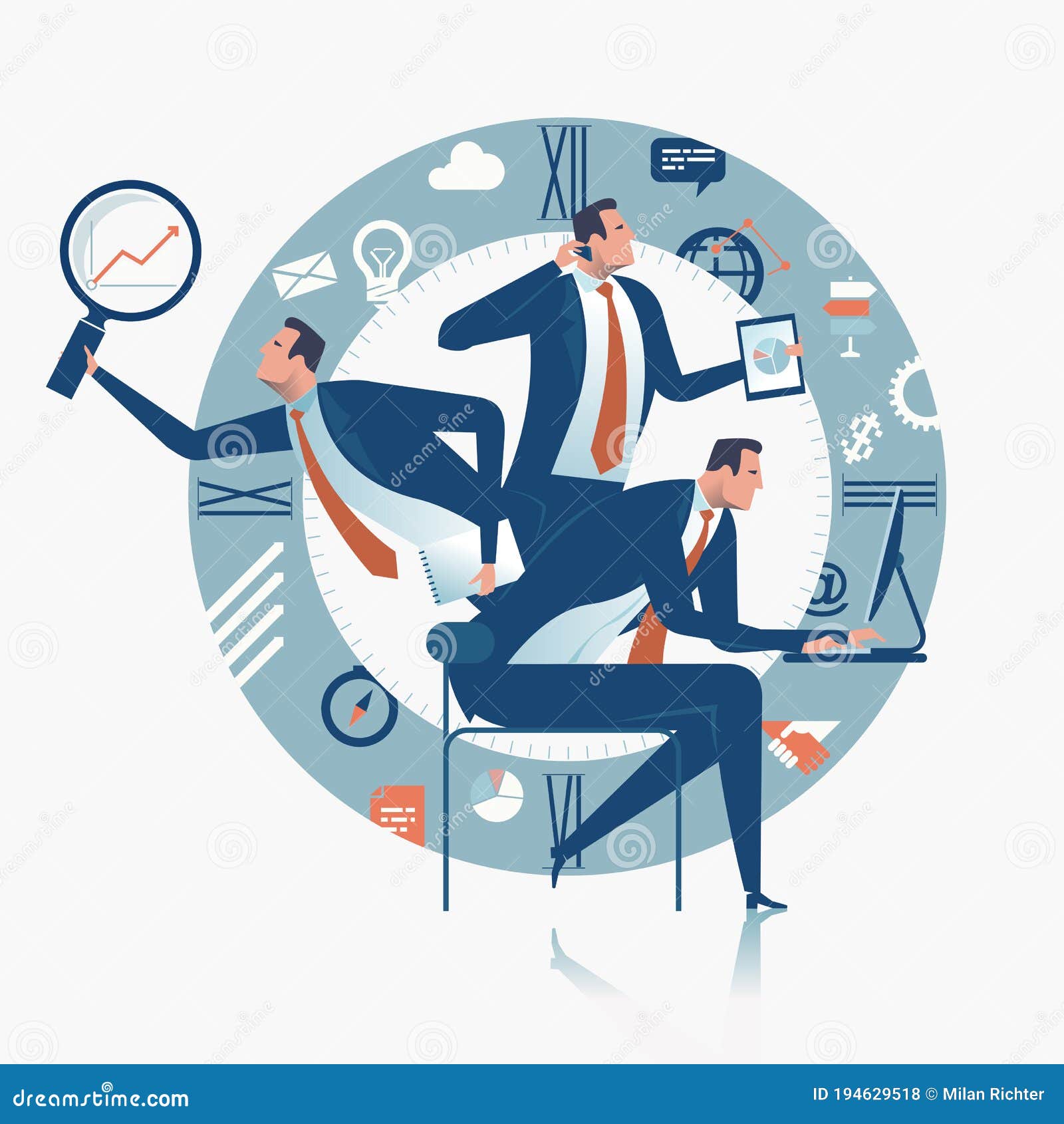 Multitasking Manager stock vector. Illustration of achievement - 194629518
