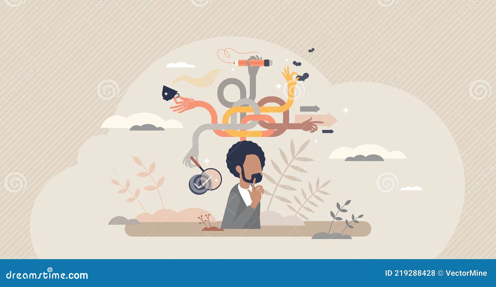 Multitasking Mind Skill and Busy daily Tasks Management Tiny Person ...