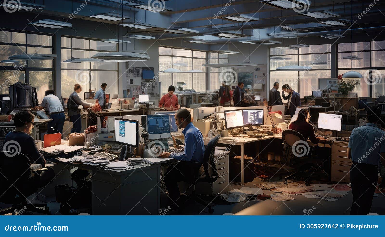 Office Busy Working Stick Figure People Vector Icon Set. Teamwork ...