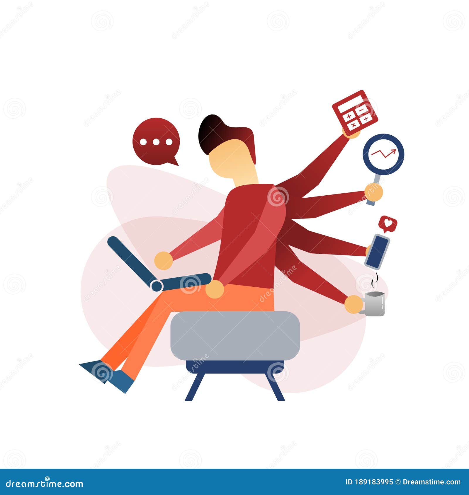 Multitasking People Illustration with Flat Design Style Stock Vector ...