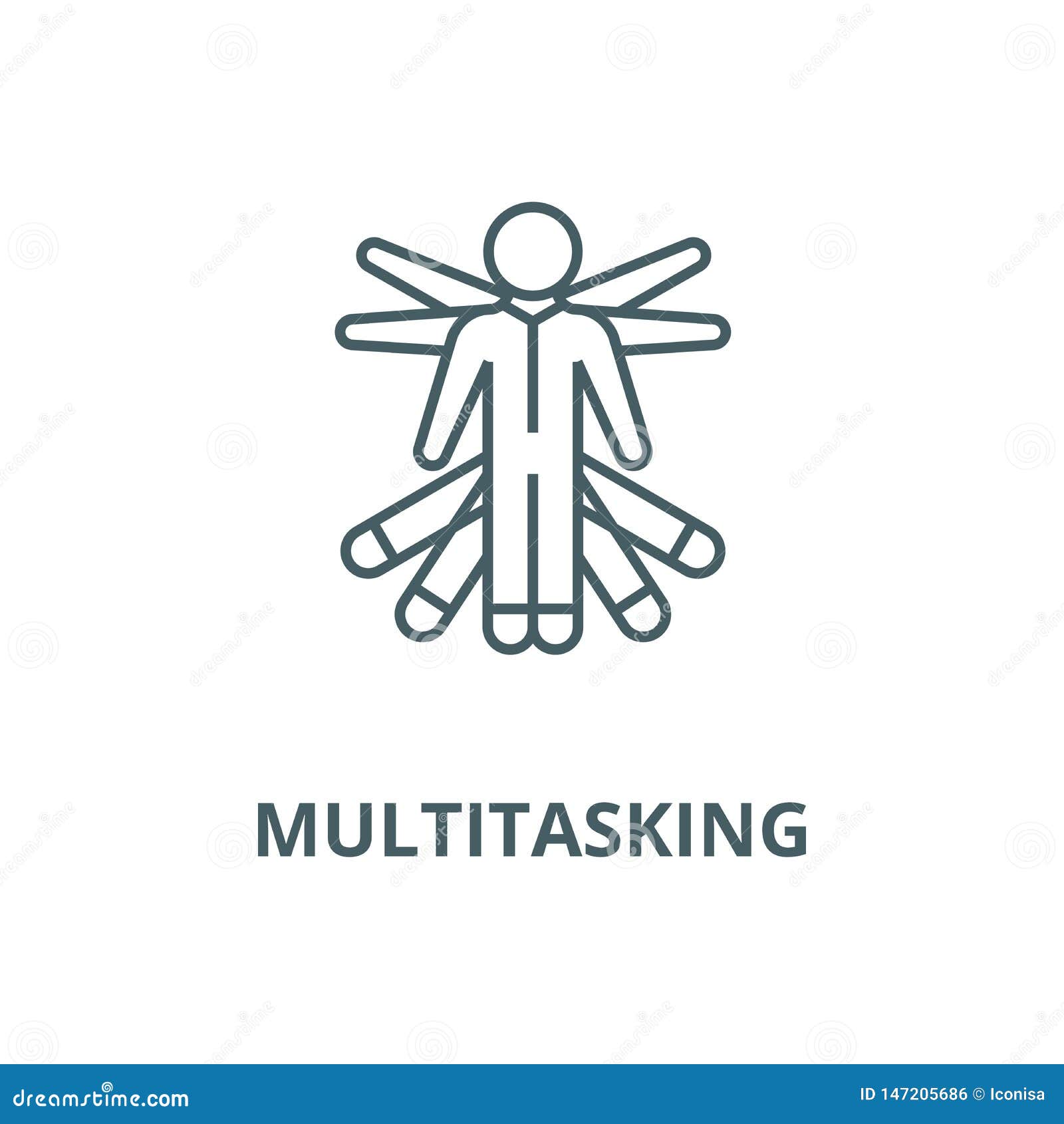 Multitasking,project Management Vector Line Icon, Linear Concept ...
