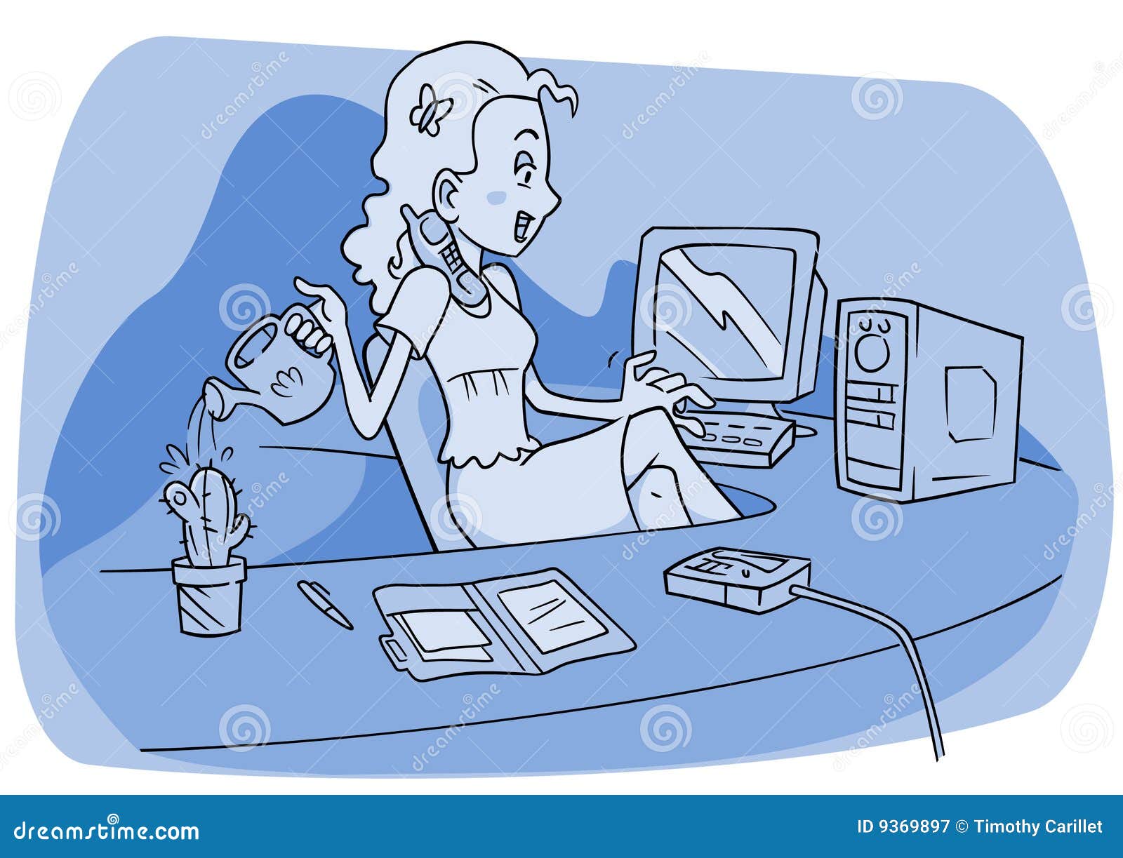 Multitasking Secretary stock vector. Illustration of attractive - 9369897