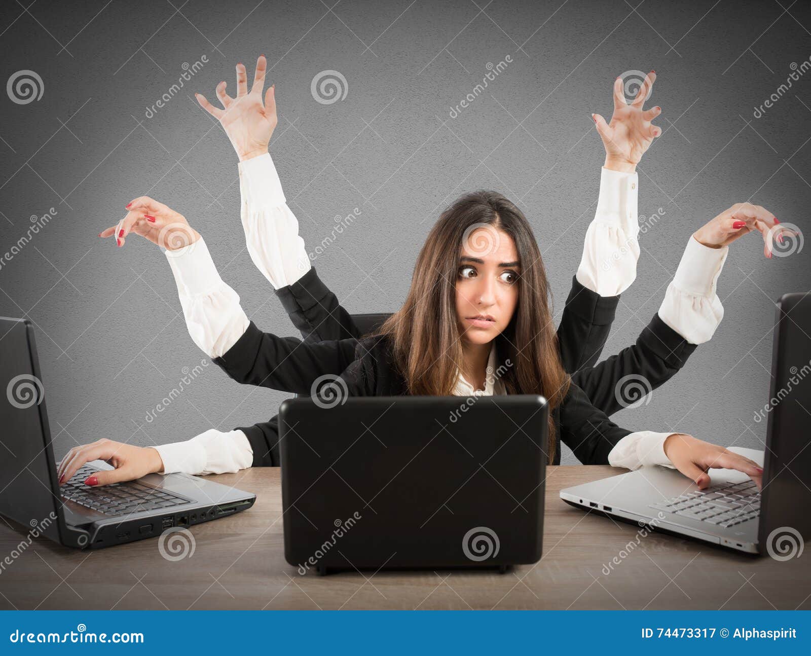 Multitasking secretary stock image. Image of exhaustion - 74473317