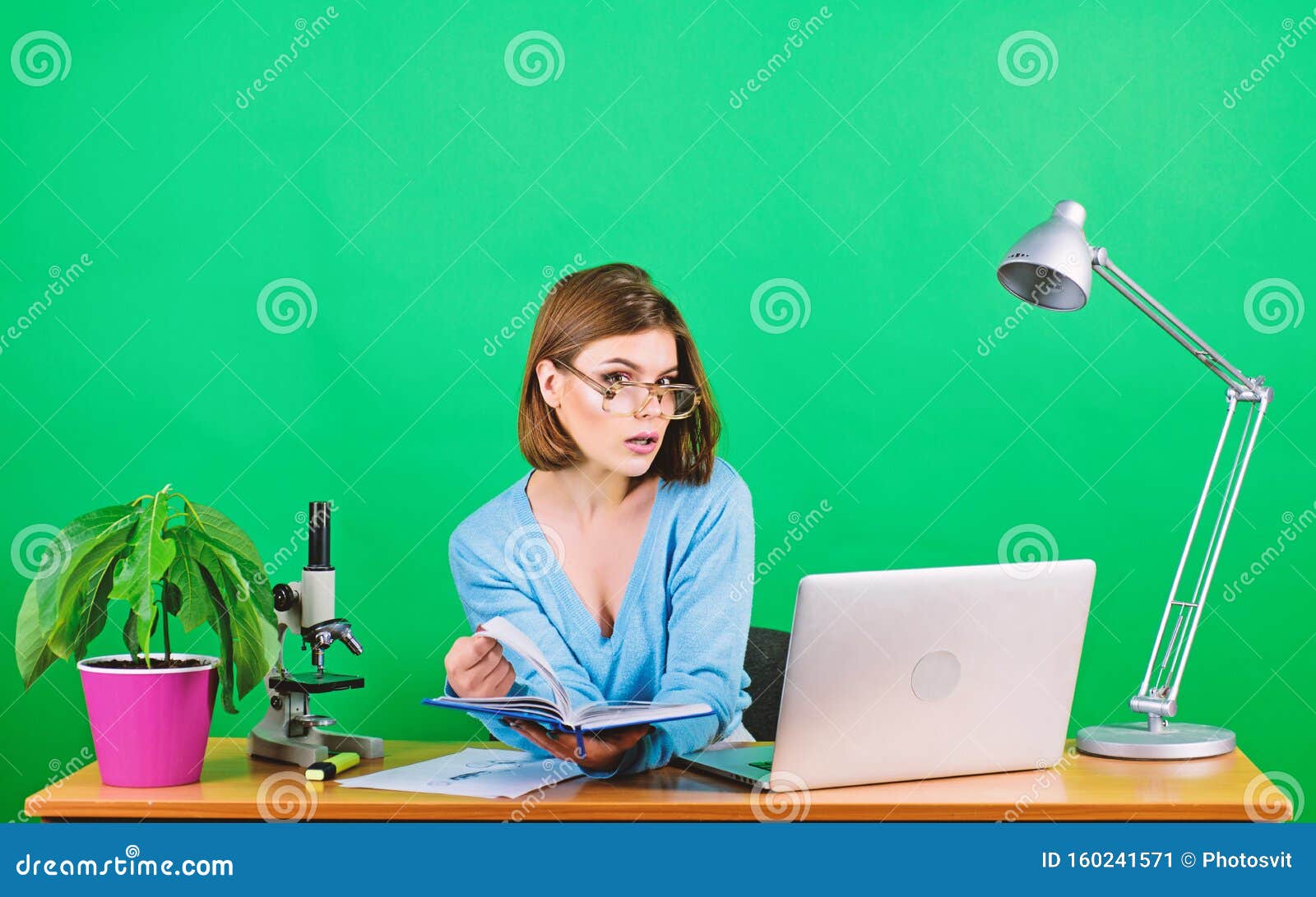 Multitasking. Secretary At Workplace Read Notes. Chemist Biologist With ...