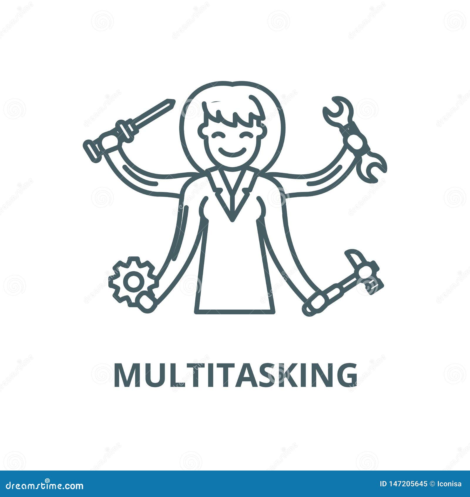 Multitasking Vector Line Icon, Linear Concept, Outline Sign, Symbol ...