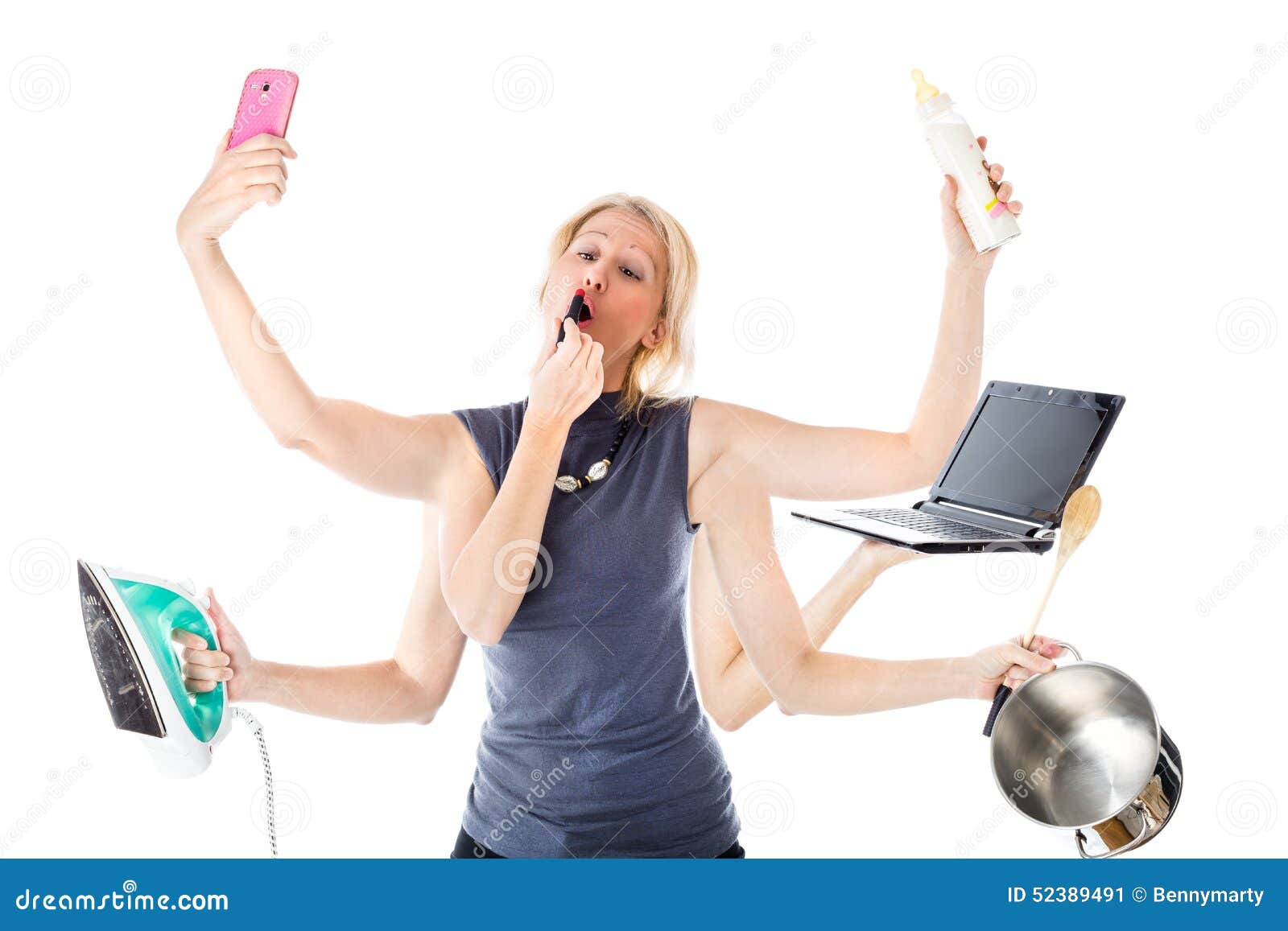 Multitasking Woman Stock Photo - Image: 52389491