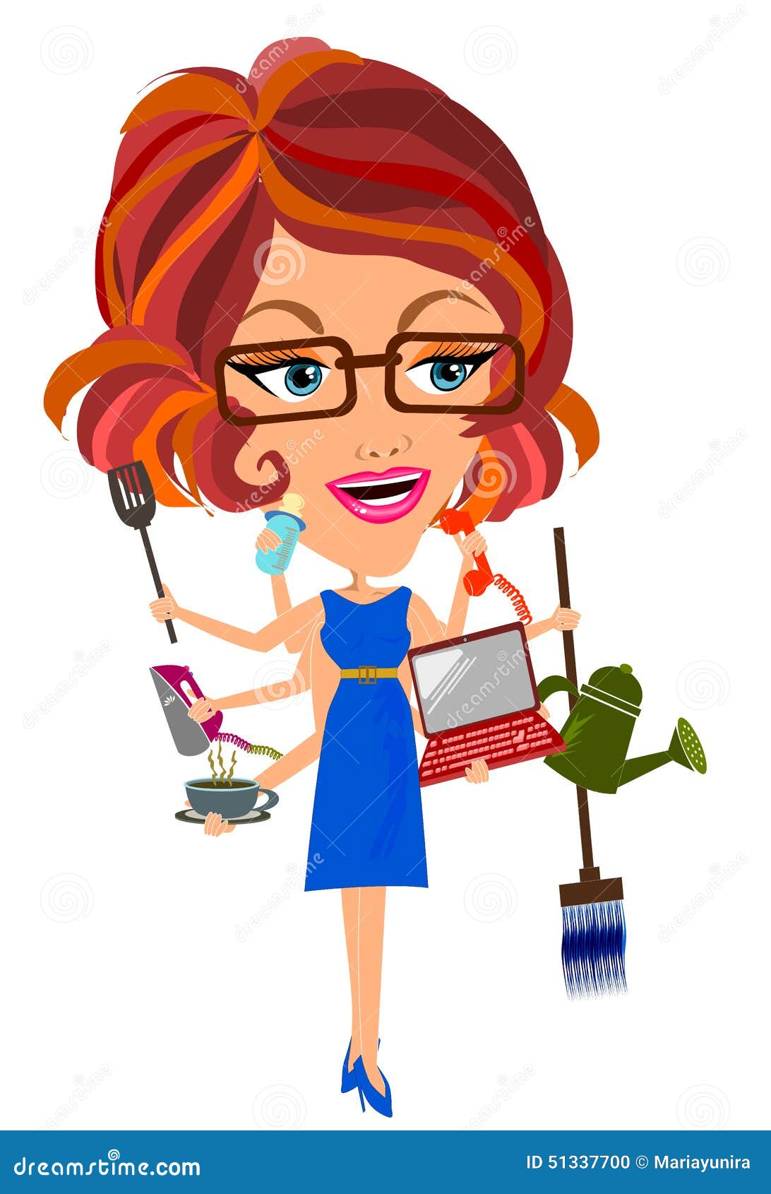 Multitasking Woman stock vector. Illustration of activities - 51337700