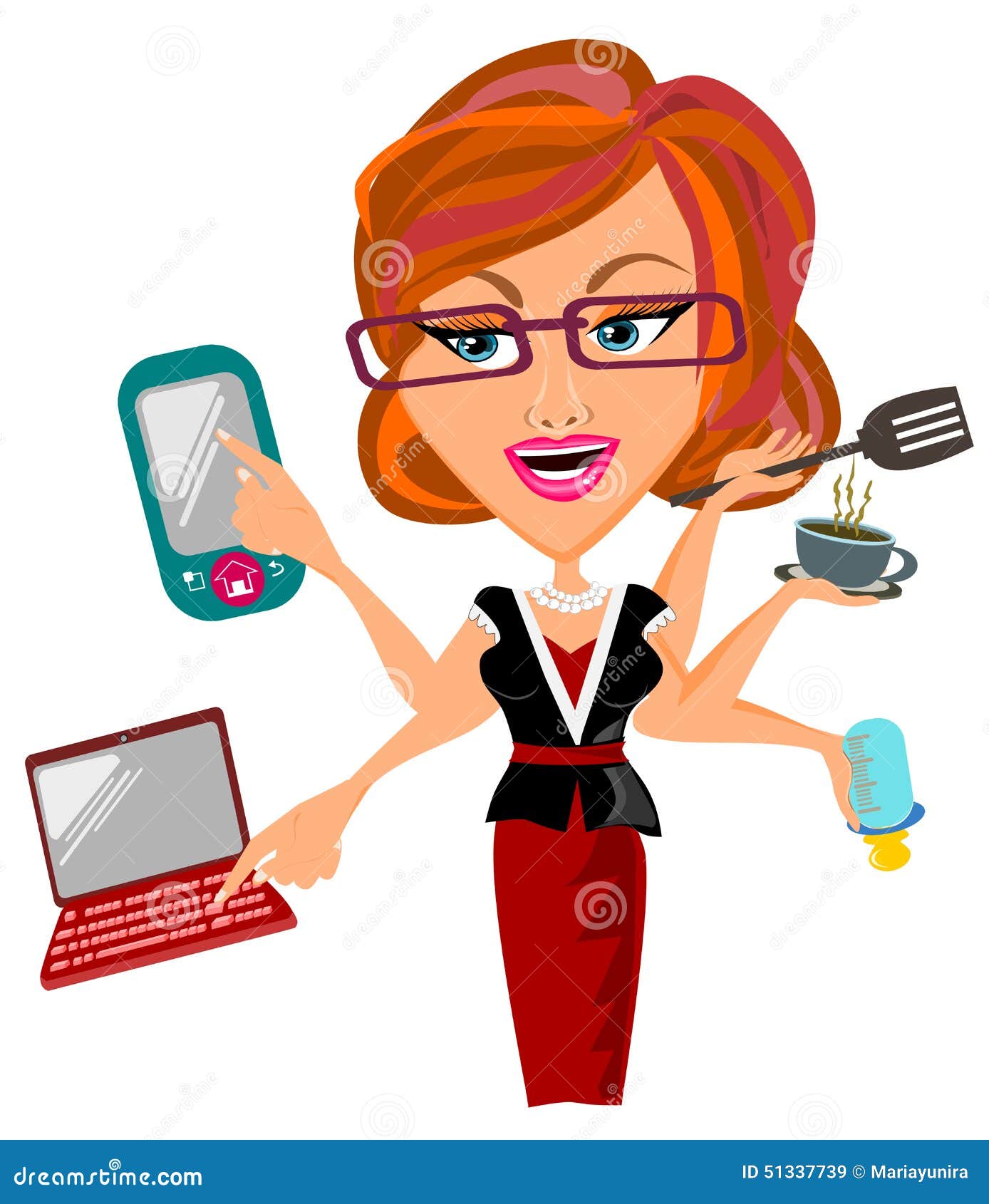 Multitasking Woman stock illustration. Illustration of super - 51337739