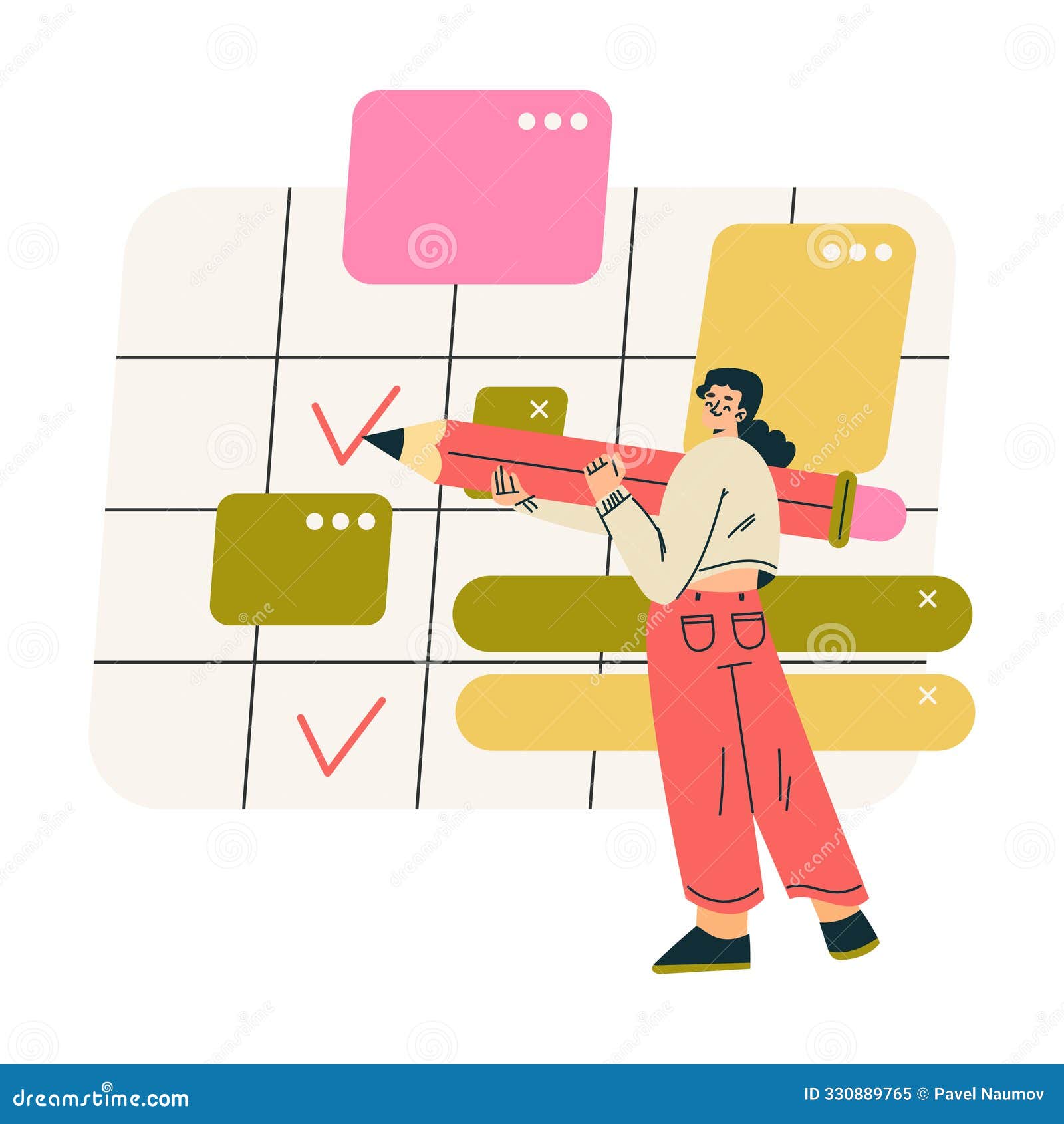 Multitasking Woman Character at Calendar Doing Multiple Task Vector ...