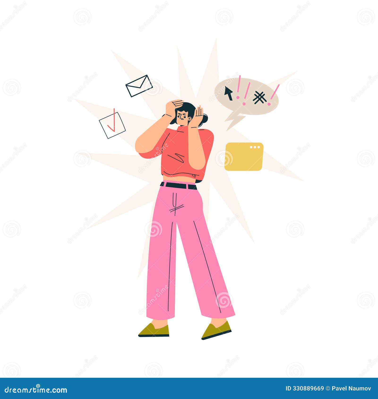 Multitasking Woman Character Doing Multiple Task Vector Illustration ...