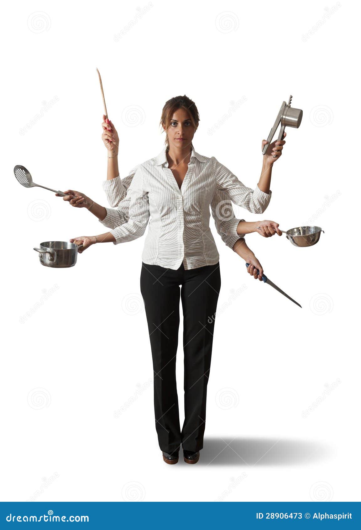 Multitasking Woman in Kitchen Stock Image - Image of work, mummy: 28906473